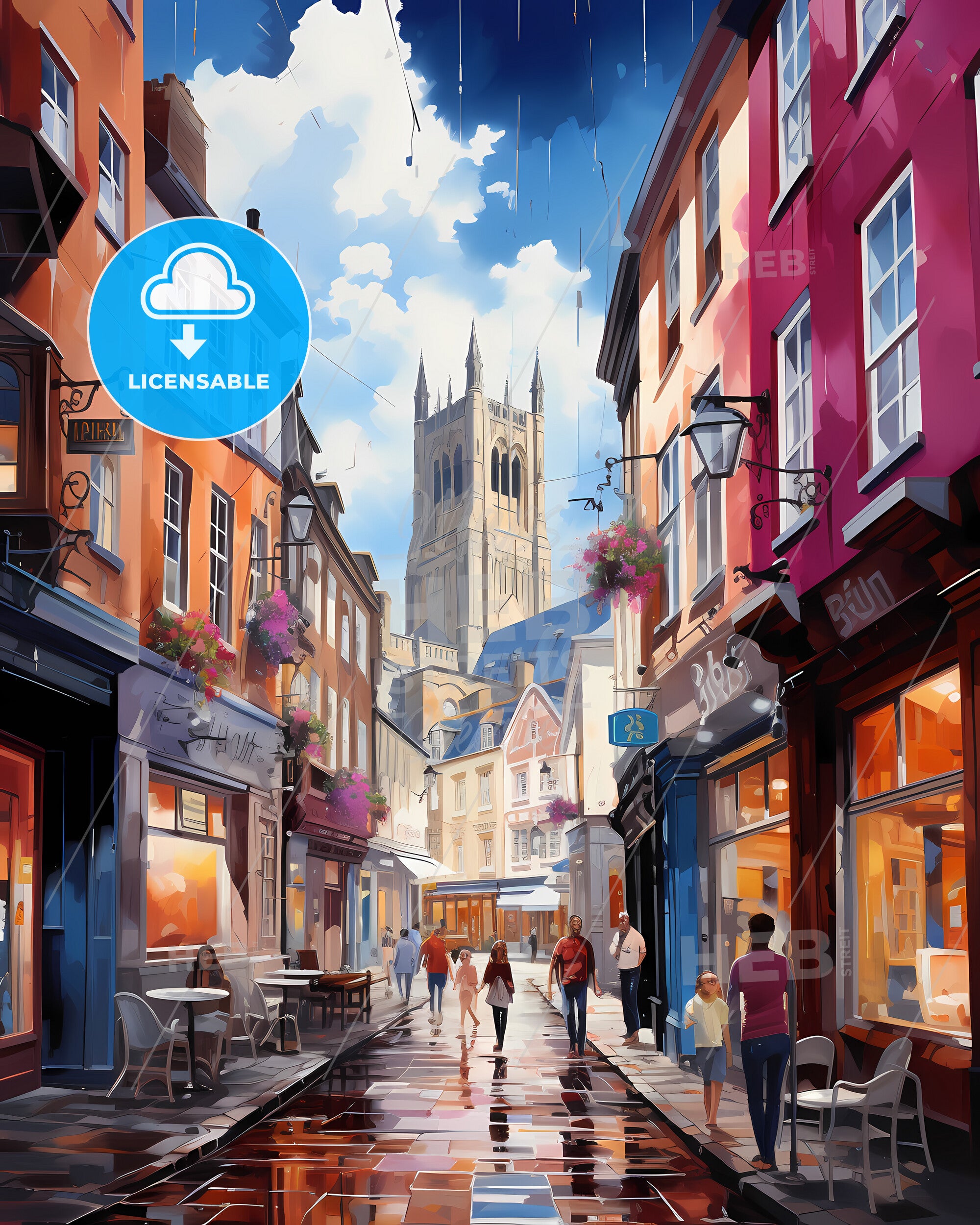 Reims, France - A Street With People Walking Down It - HEBSTREITS Stock ...