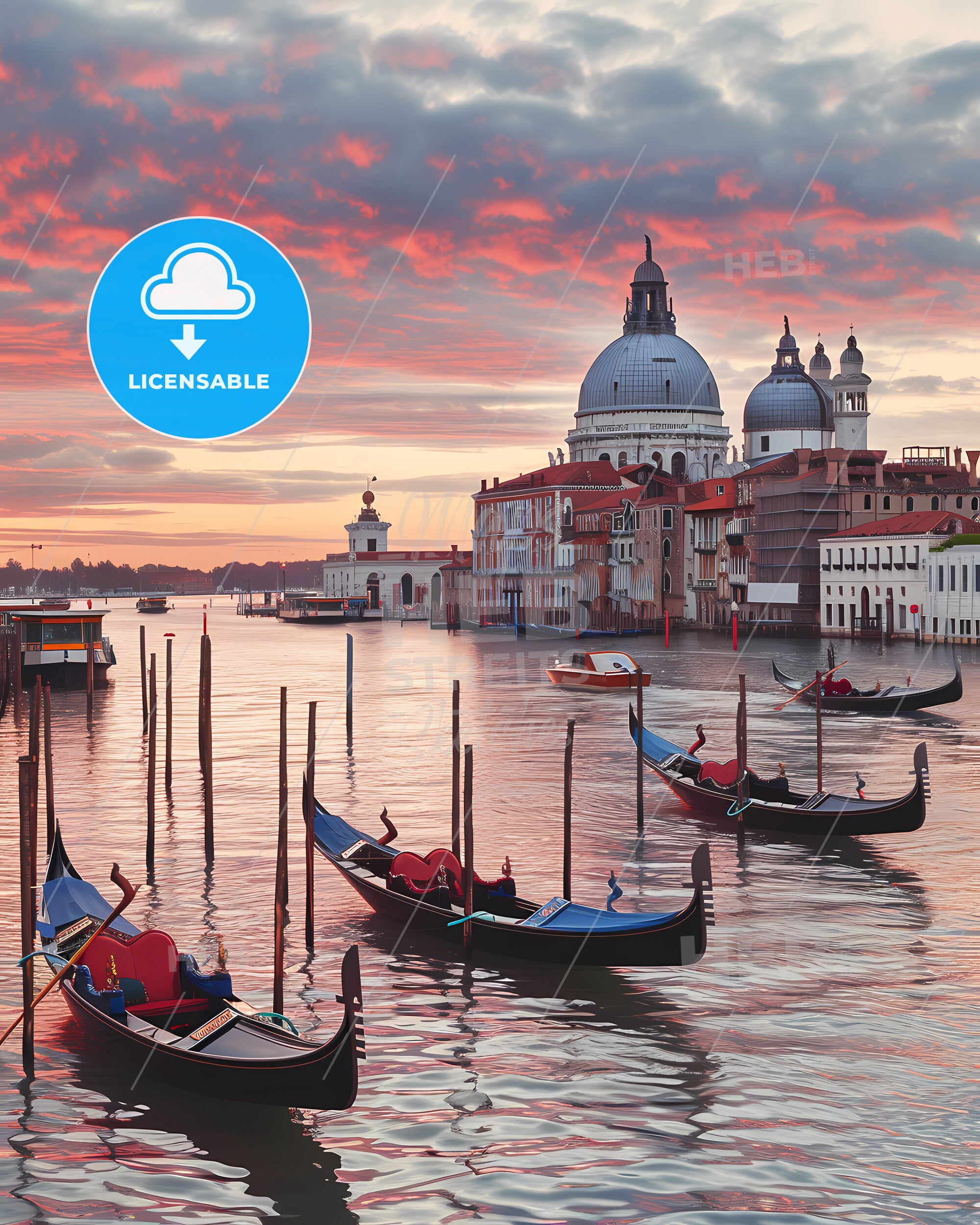 Venice Italy Poster With Text Venice In Cinzel Font - Gondolas In A ...