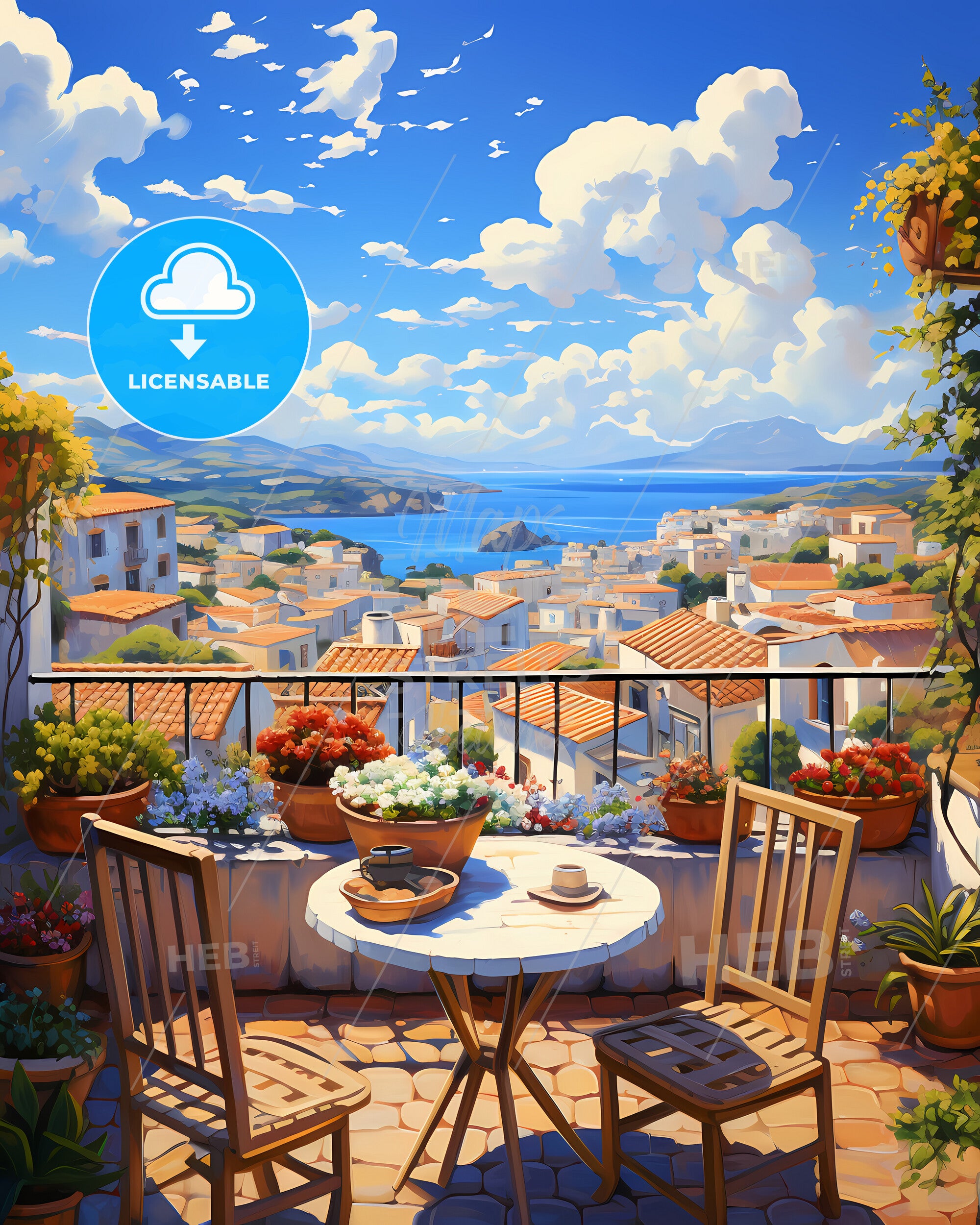 On The Roof Of Capri, Italy - A Colorful Lines On A Black Background ...