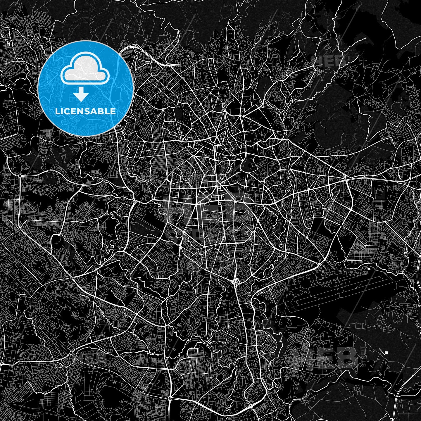 Addis Ababa, Ethiopia Pdf Vector Map Black And White – HEBSTREITS