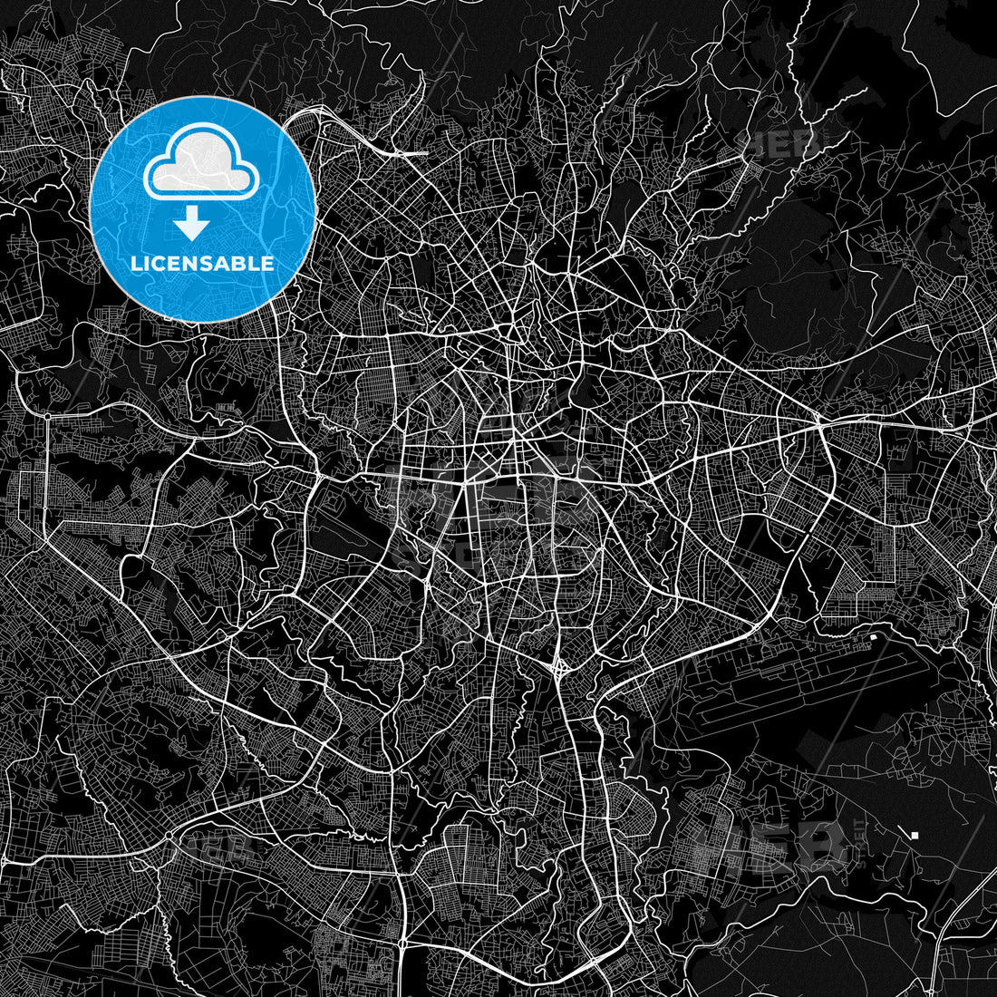 Addis Ababa, Ethiopia Pdf Vector Map Black And White – HEBSTREITS