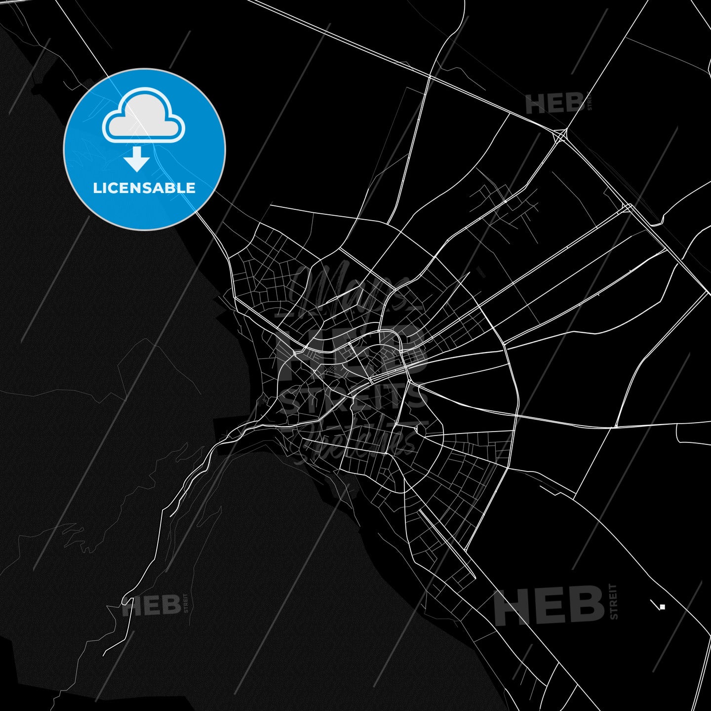 Akşehir, Turkey Pdf Vector Map Black And White – HEBSTREITS