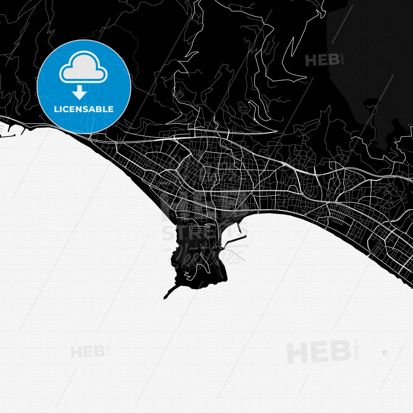 Alanya, Turkey Pdf Vector Map Black And White – HEBSTREITS