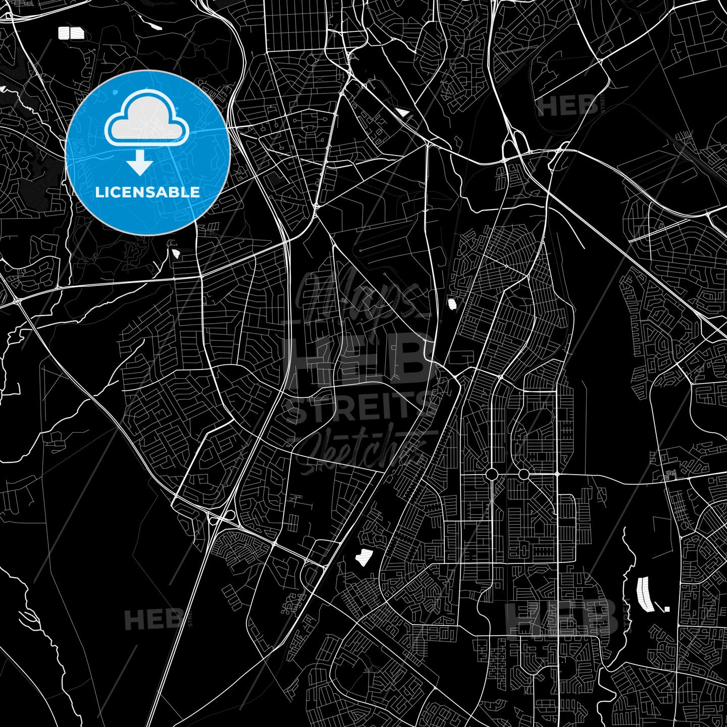 Alberton, South Africa Pdf Vector Map Black And White – HEBSTREITS