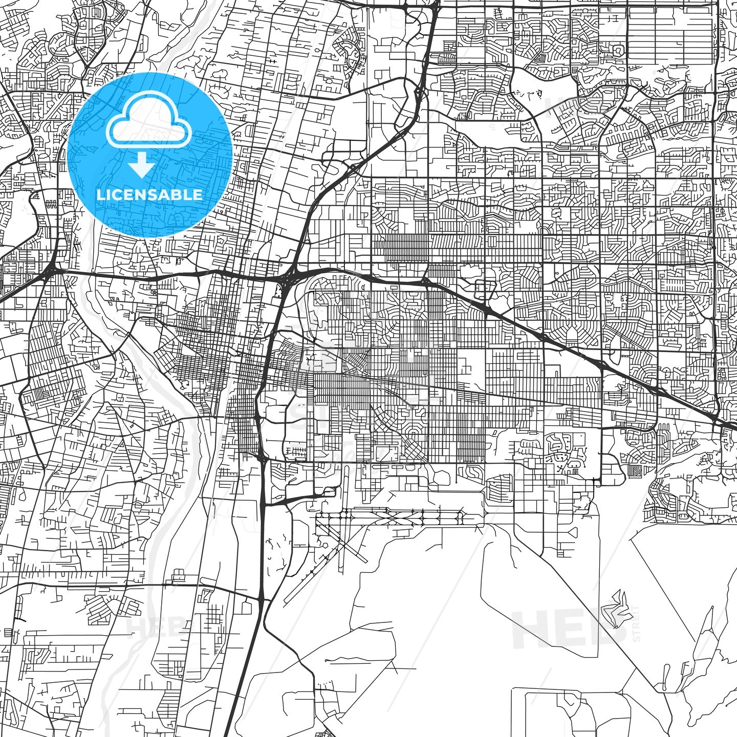 Albuquerque, New Mexico - Area Map - Light – HEBSTREITS