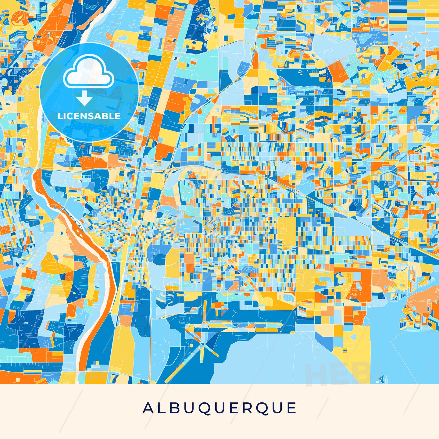 Albuquerque Colorful Map Poster Template – HEBSTREITS