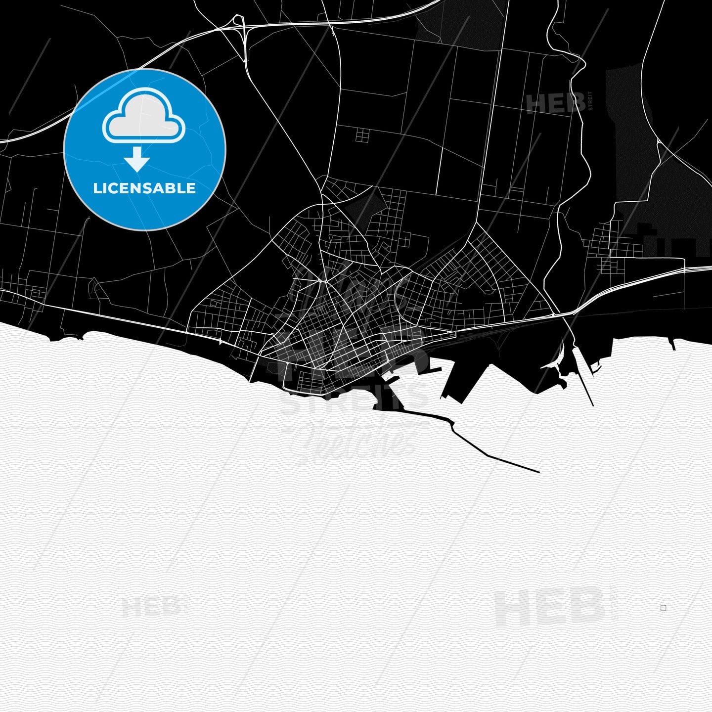 Alexandroupoli, Greece Pdf Vector Map Black And White – HEBSTREITS