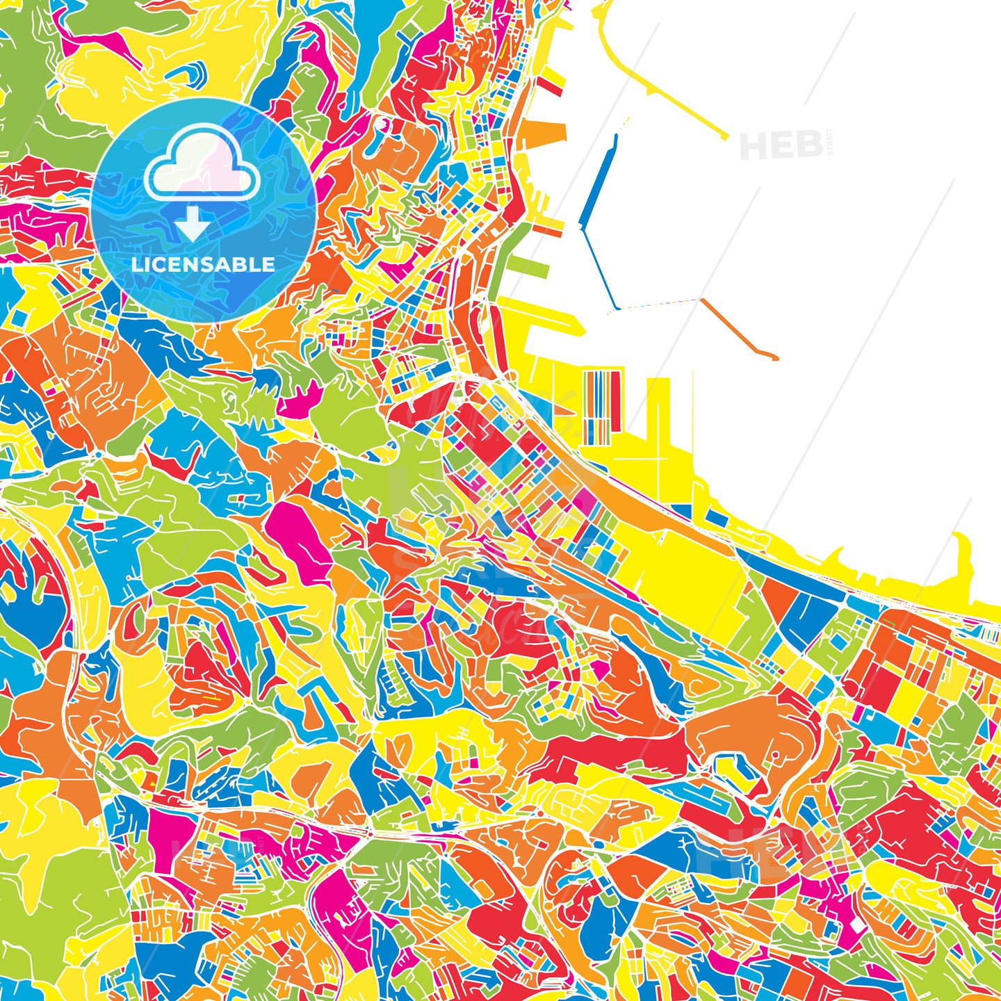 Algiers, Algeria, Colorful Vector Map – HEBSTREITS