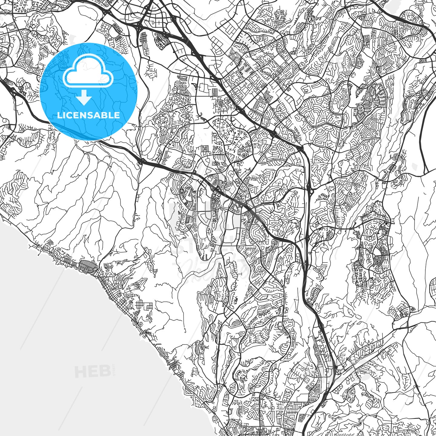 Aliso Viejo, California - Area Map - Light - HEBSTREITS