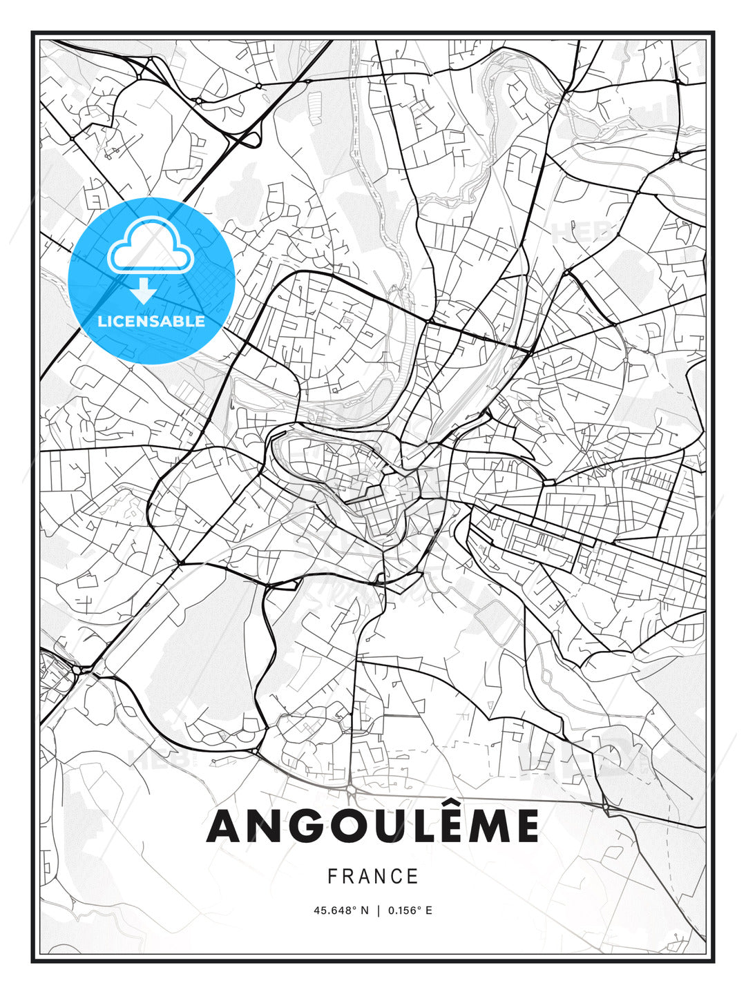Angoulême, France, Modern Map Print Template in Various Formats ...