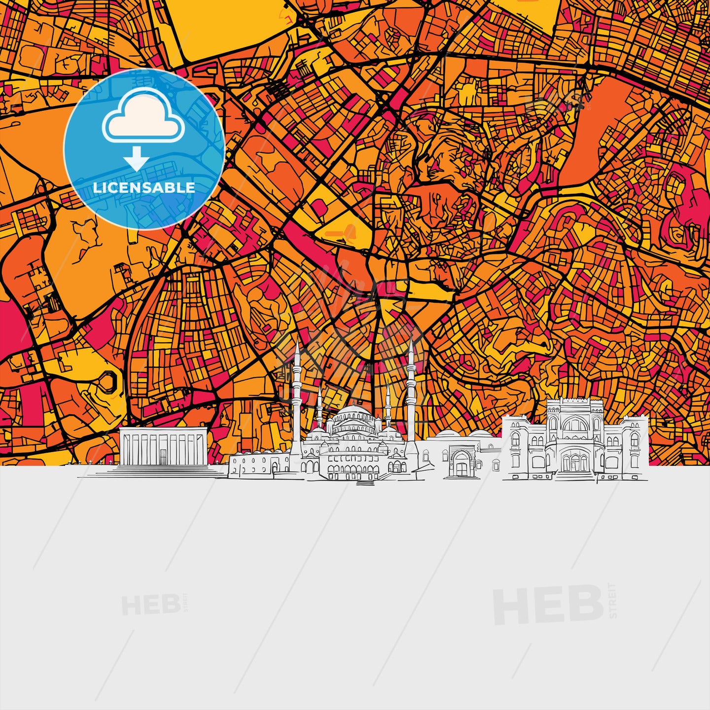 Ankara Skyline Map – HEBSTREITS