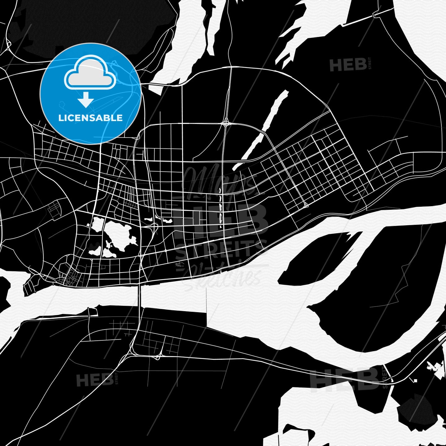 Anqing, China Pdf Vector Map Black And White – HEBSTREITS