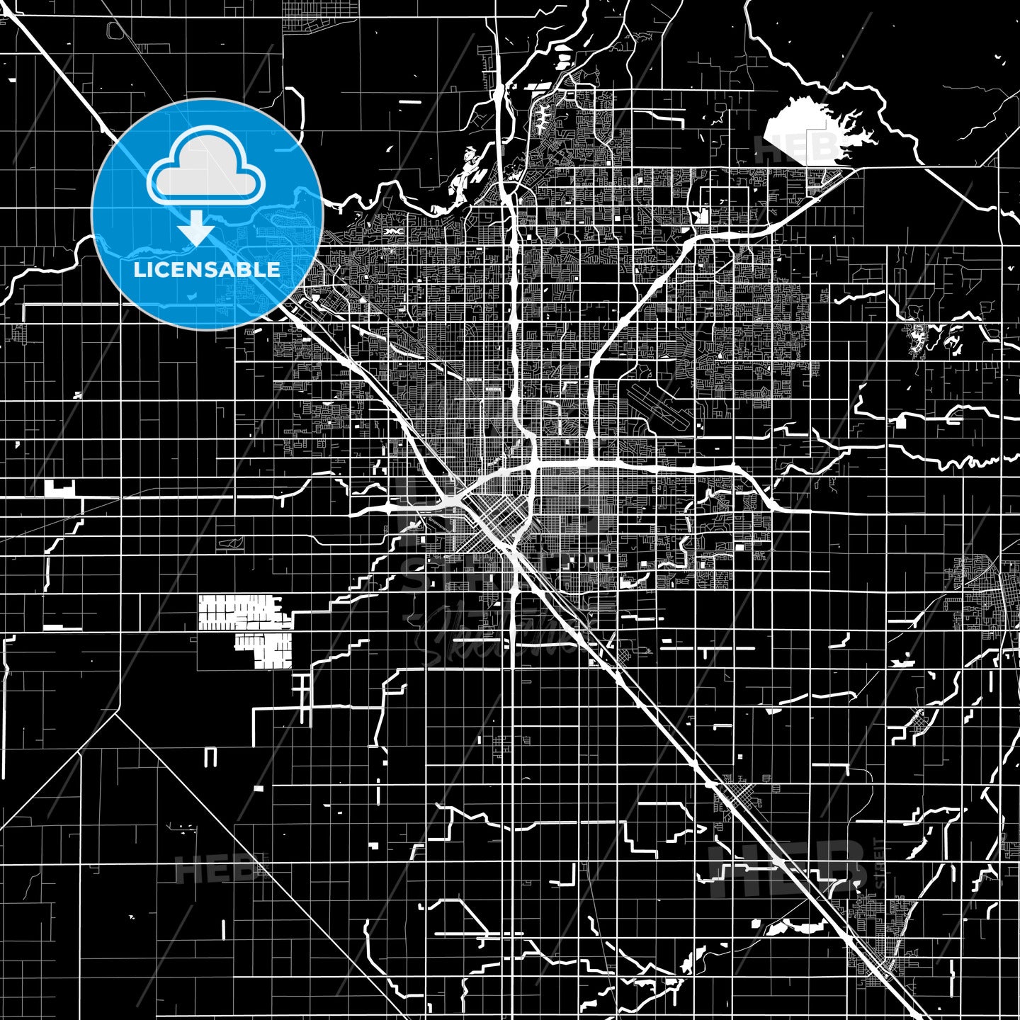 Area map of Fresno, USA - HEBSTREITS