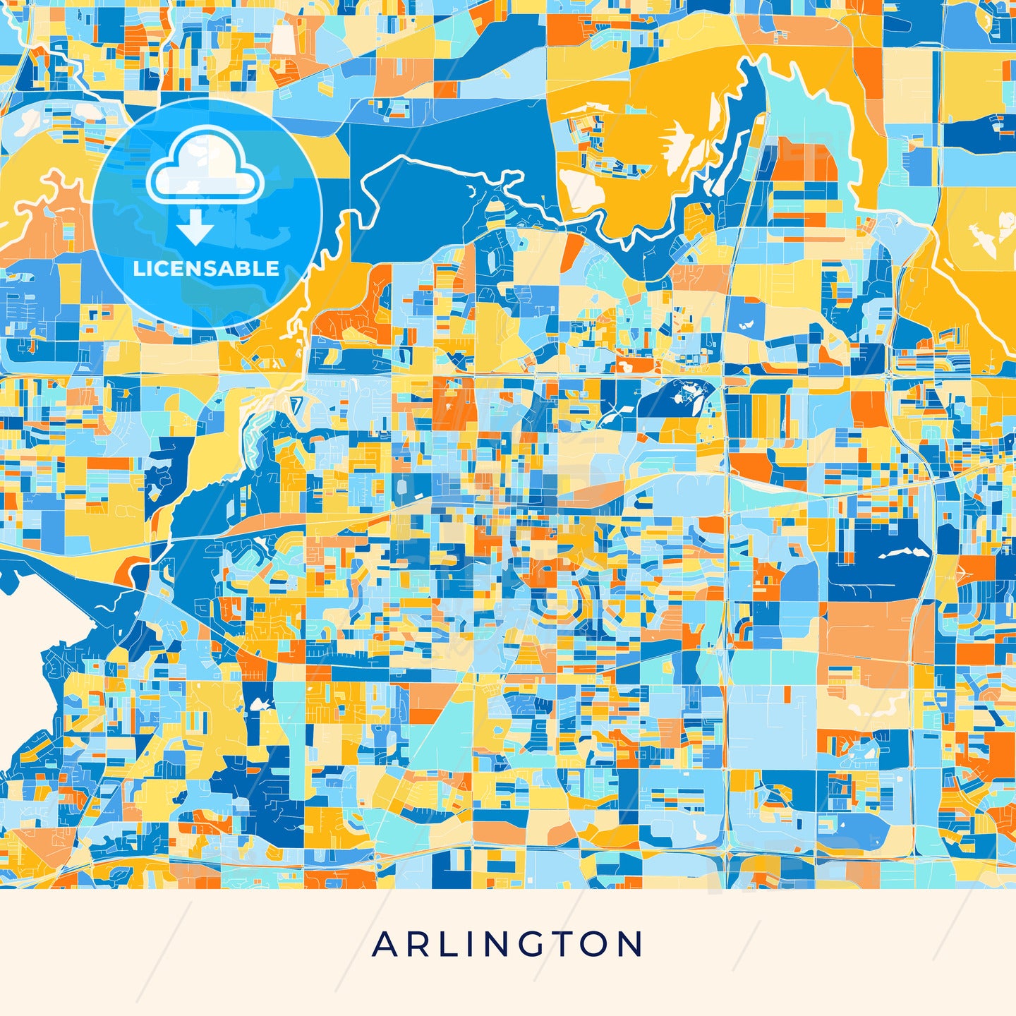 Arlington colorful map poster template - HEBSTREITS