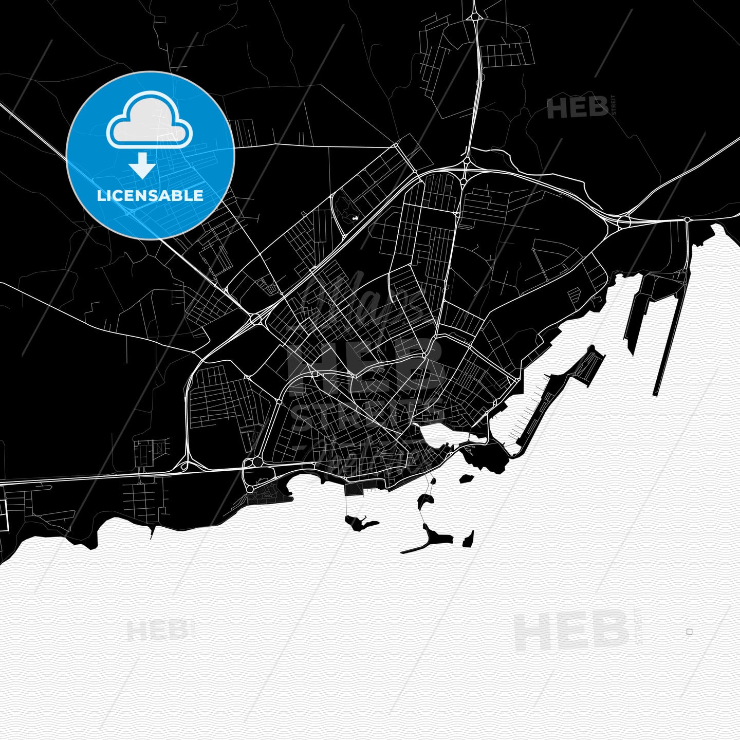 Arrecife, Spain Pdf Vector Map Black And White – HEBSTREITS