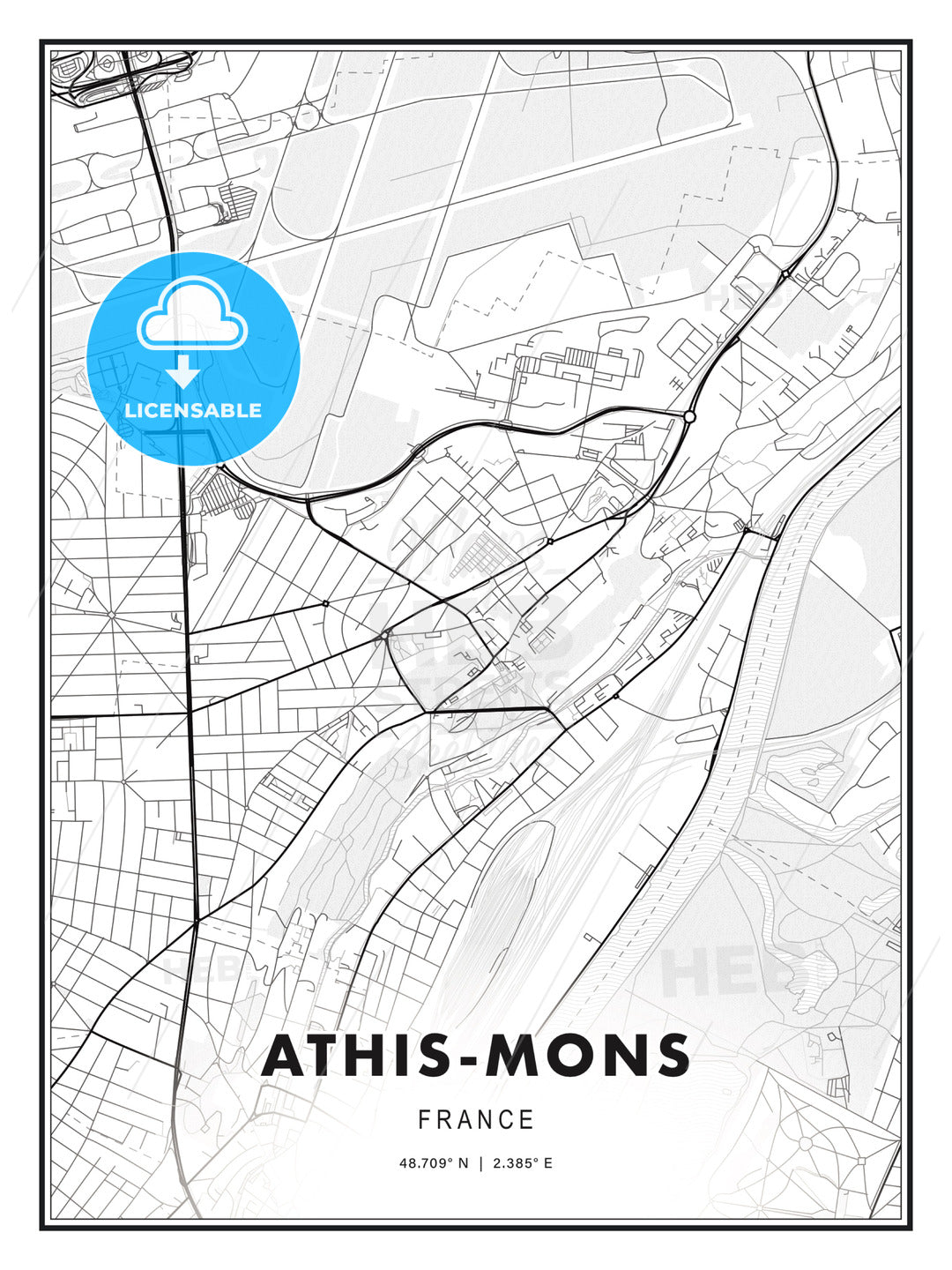 Athis-Mons, France, Modern Map Print Template in Various Formats ...