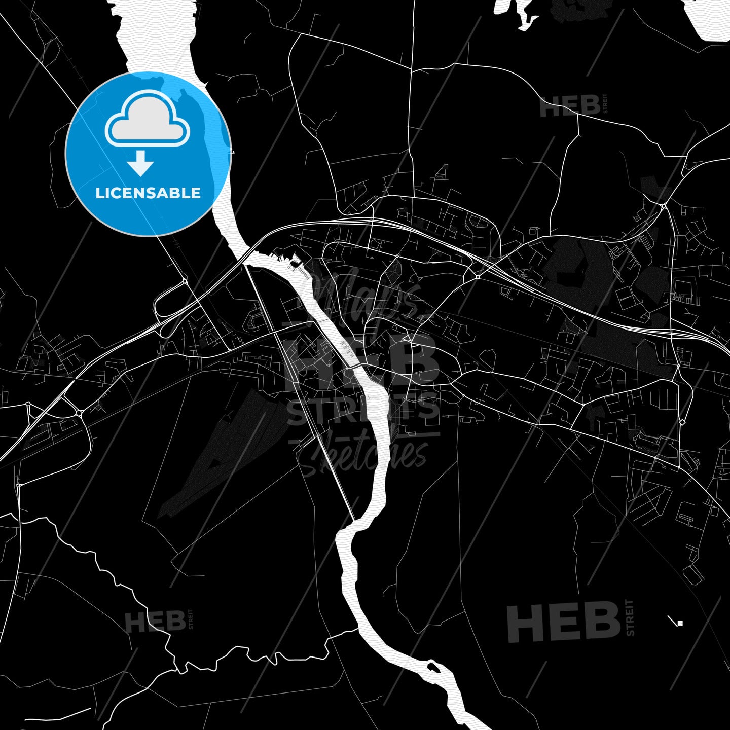 Athlone, Ireland Pdf Vector Map Black And White – HEBSTREITS