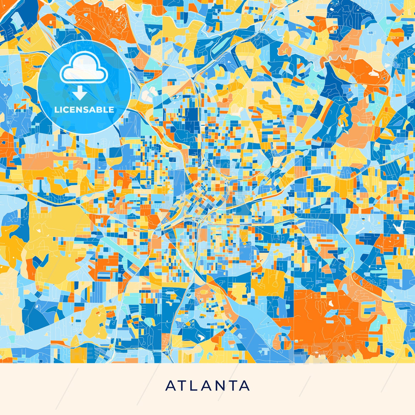 Atlanta Colorful Map Poster Template – HEBSTREITS