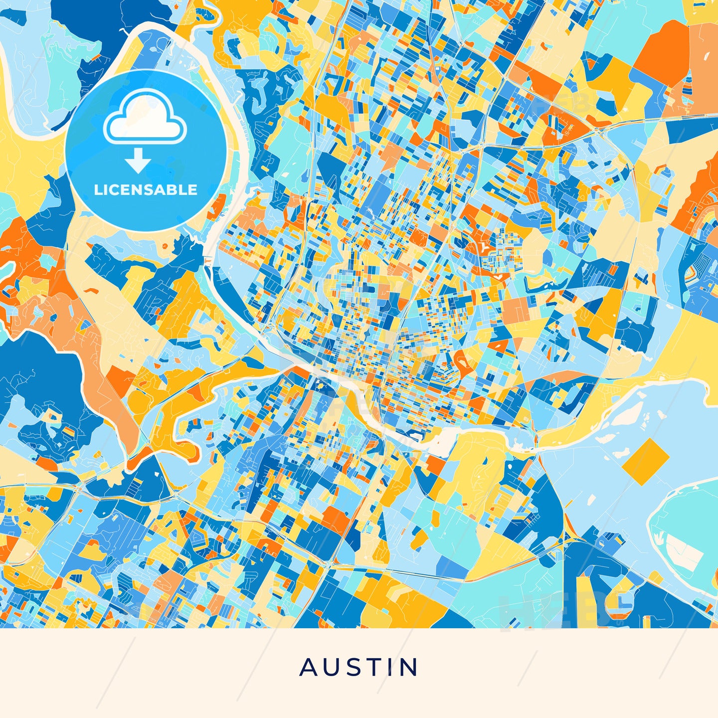 Austin Colorful Map Poster Template – HEBSTREITS