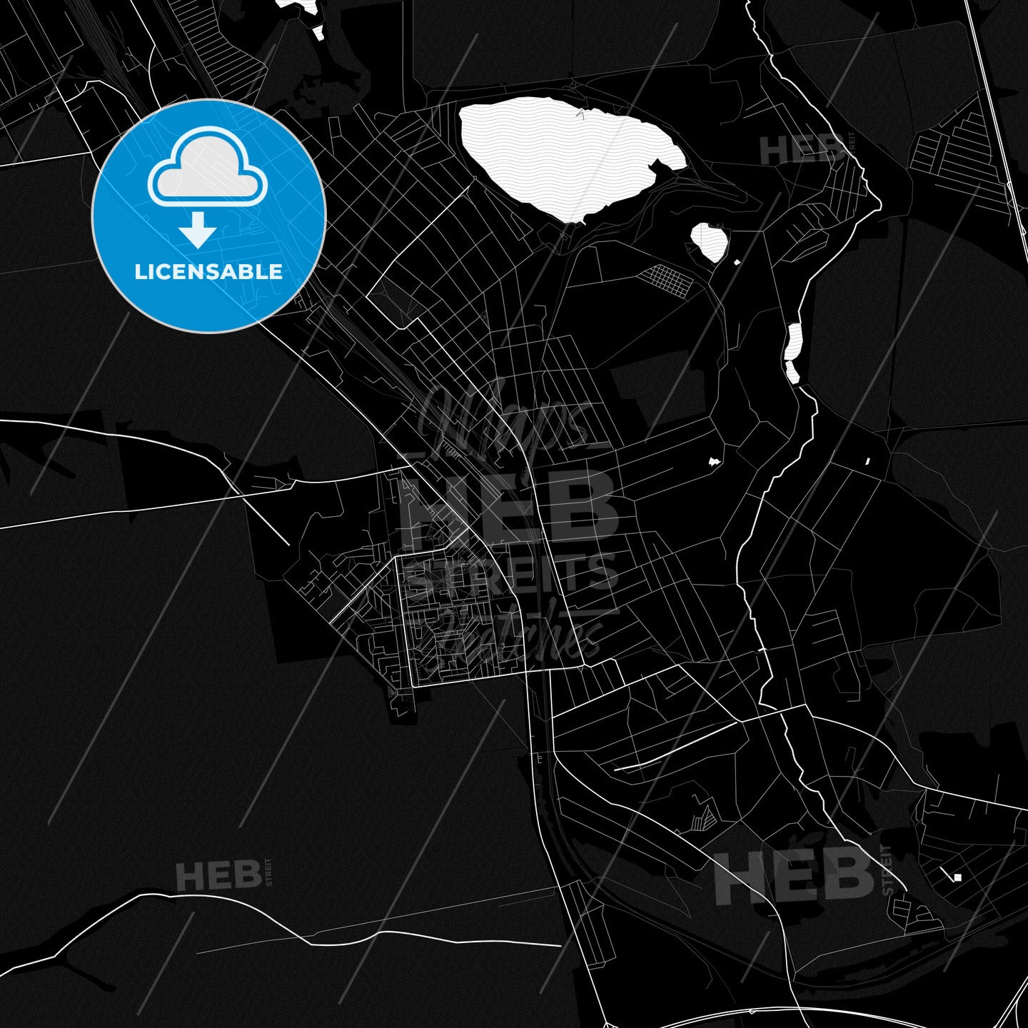 Avdiivka, Ukraine PDF vector map black and white - HEBSTREITS