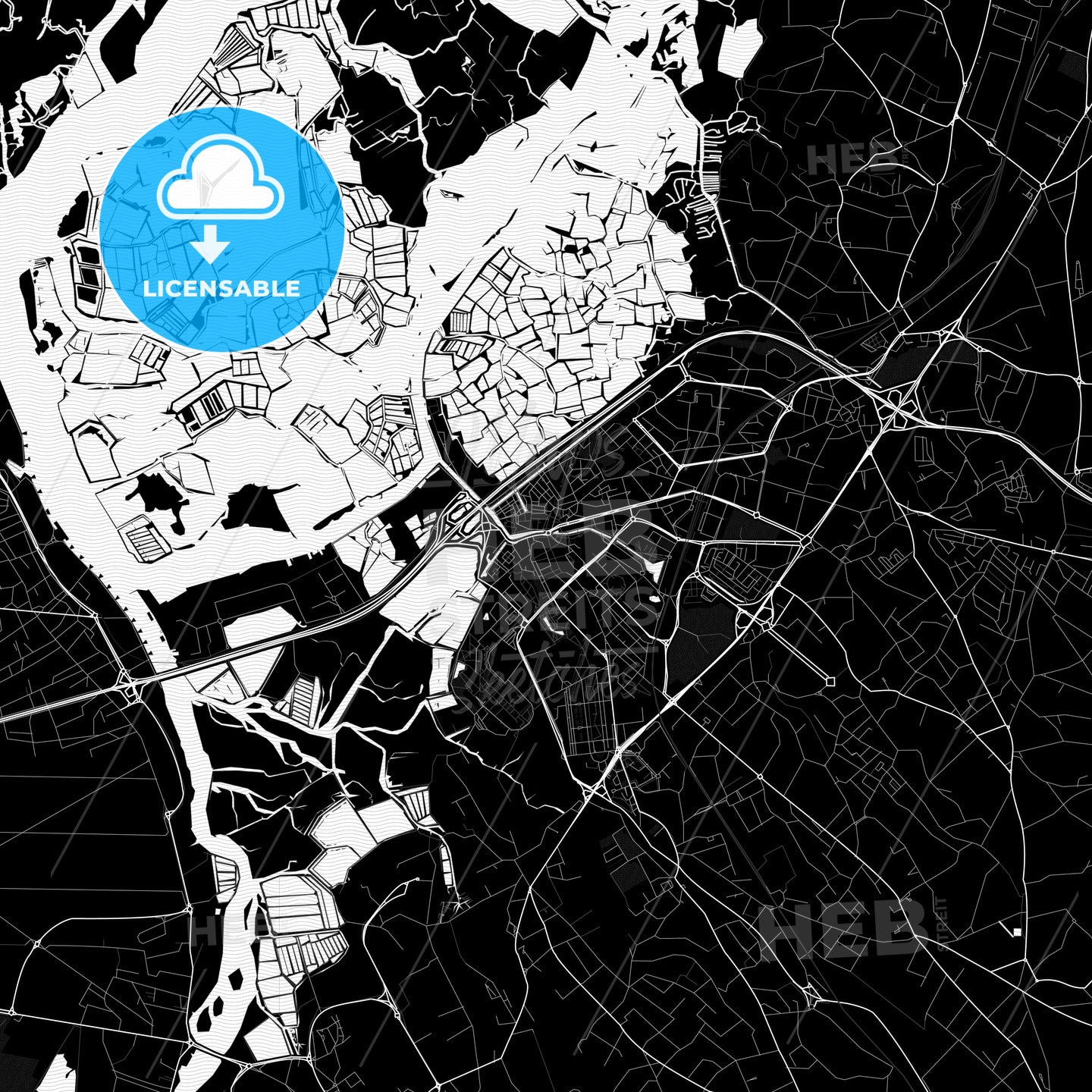 Aveiro, Portugal Pdf Vector Map Black And White – HEBSTREITS