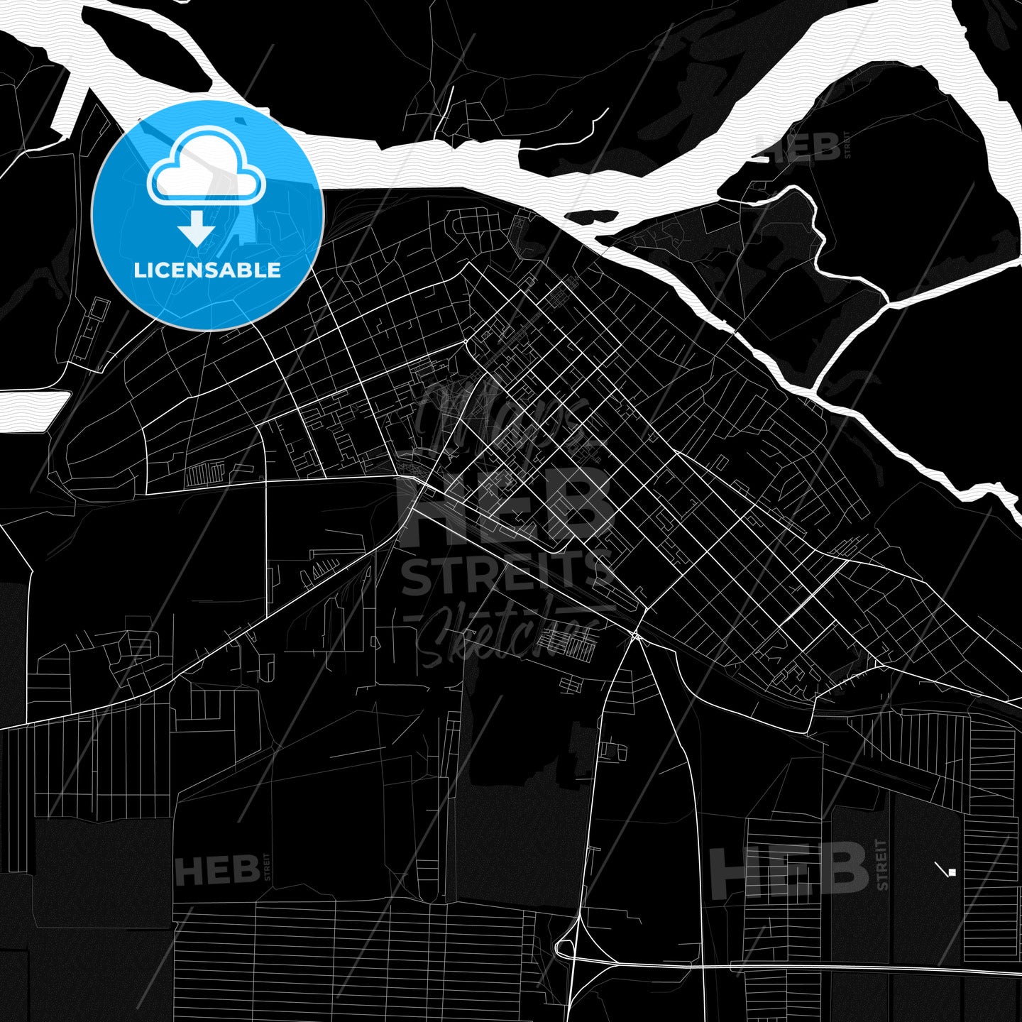 Azov, Russia Pdf Vector Map Black And White – HEBSTREITS