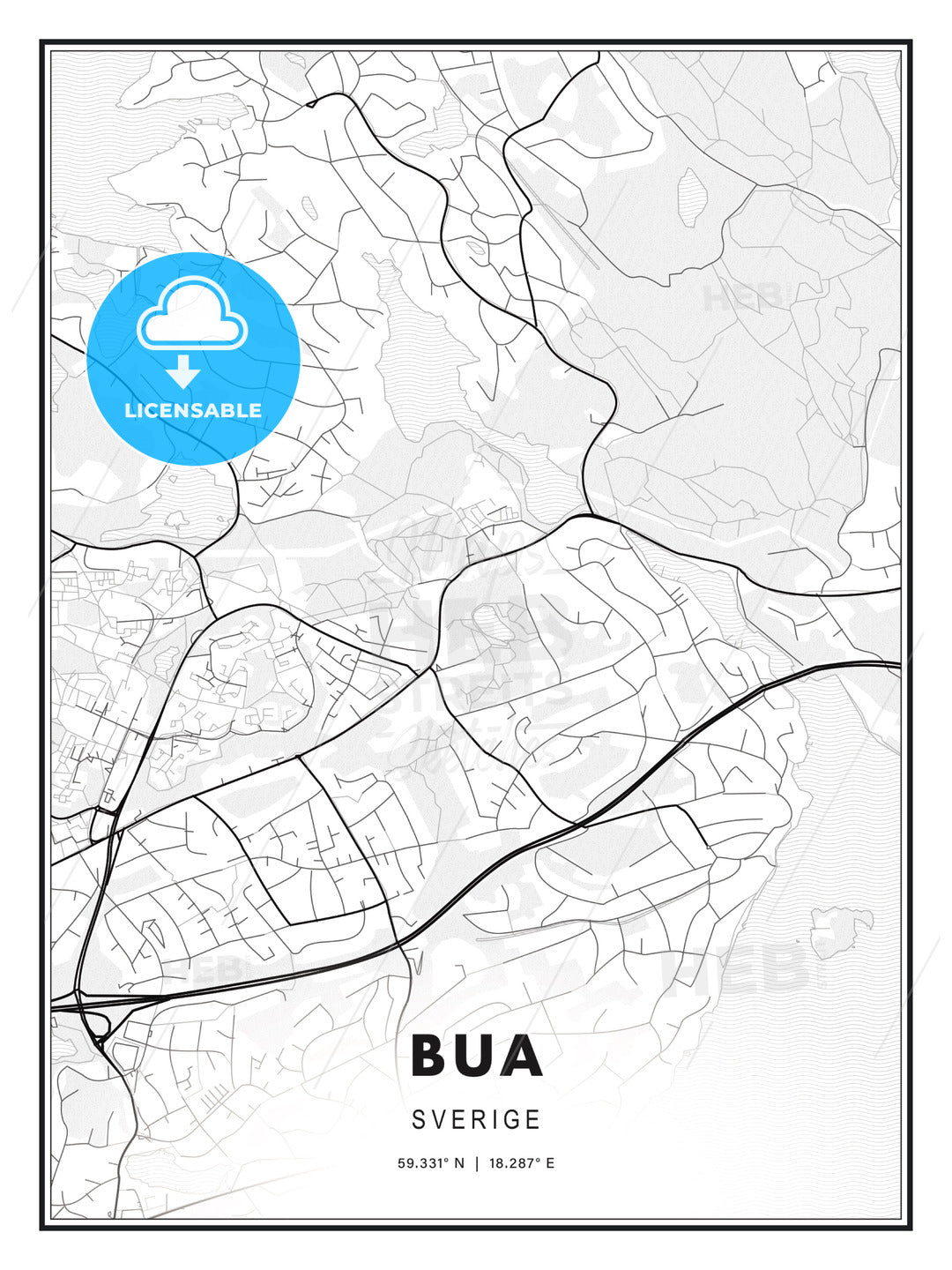 BUA / Boo, Sweden, Modern Map Print Template in Various Formats ...