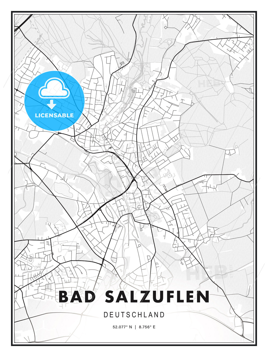 Bad Salzuflen, Germany, Modern Map Print Template in Various Formats ...