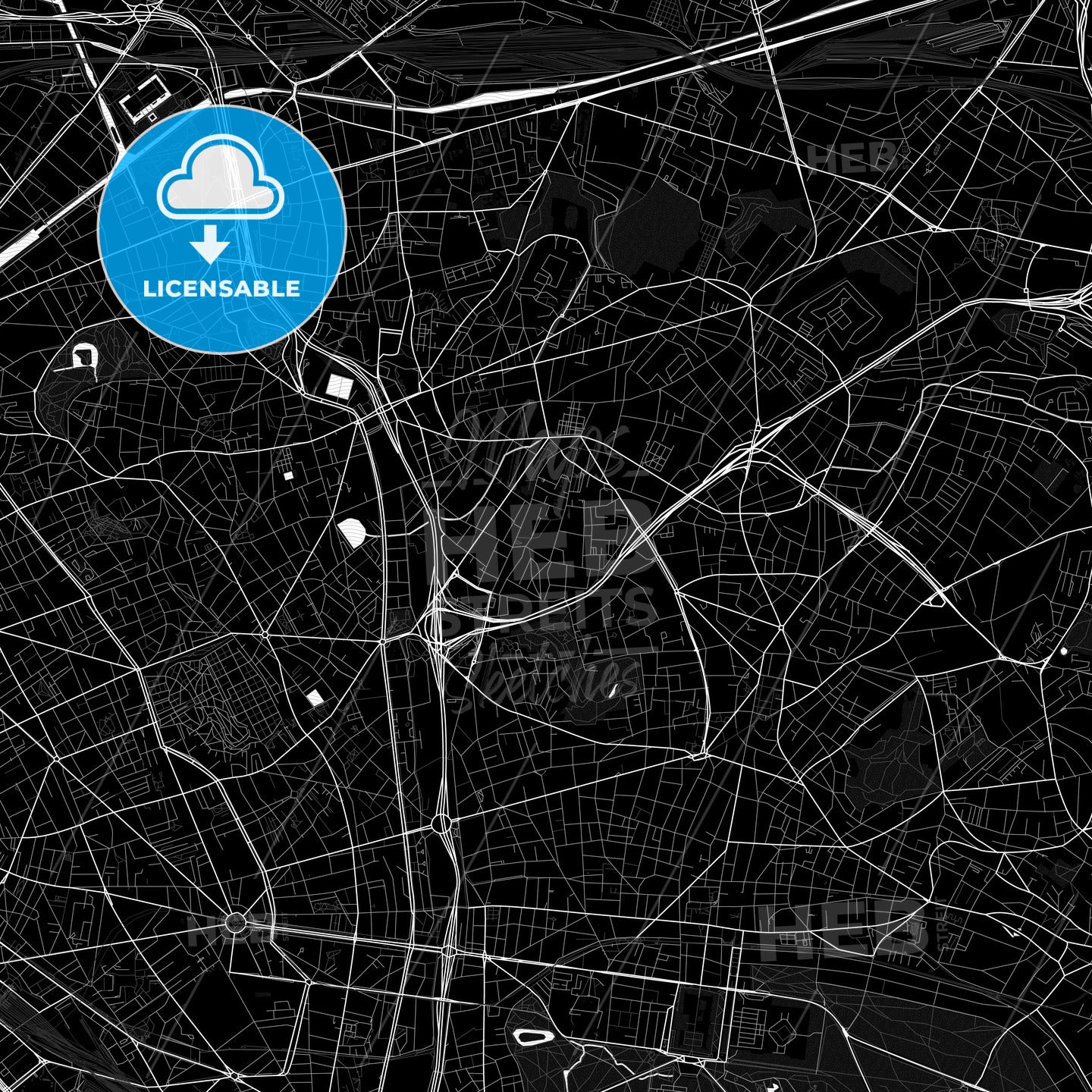 Bagnolet, France Pdf Vector Map Black And White – HEBSTREITS
