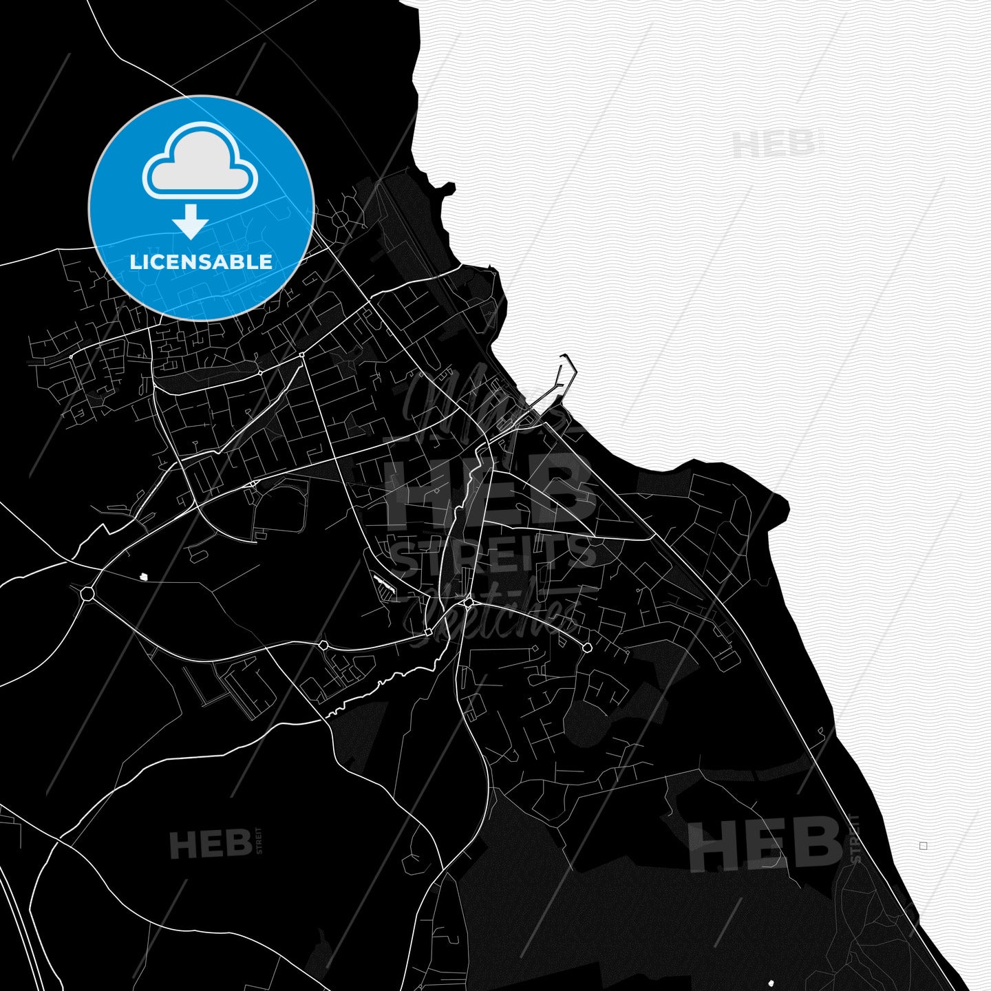 Balbriggan, Ireland Pdf Vector Map Black And White – HEBSTREITS