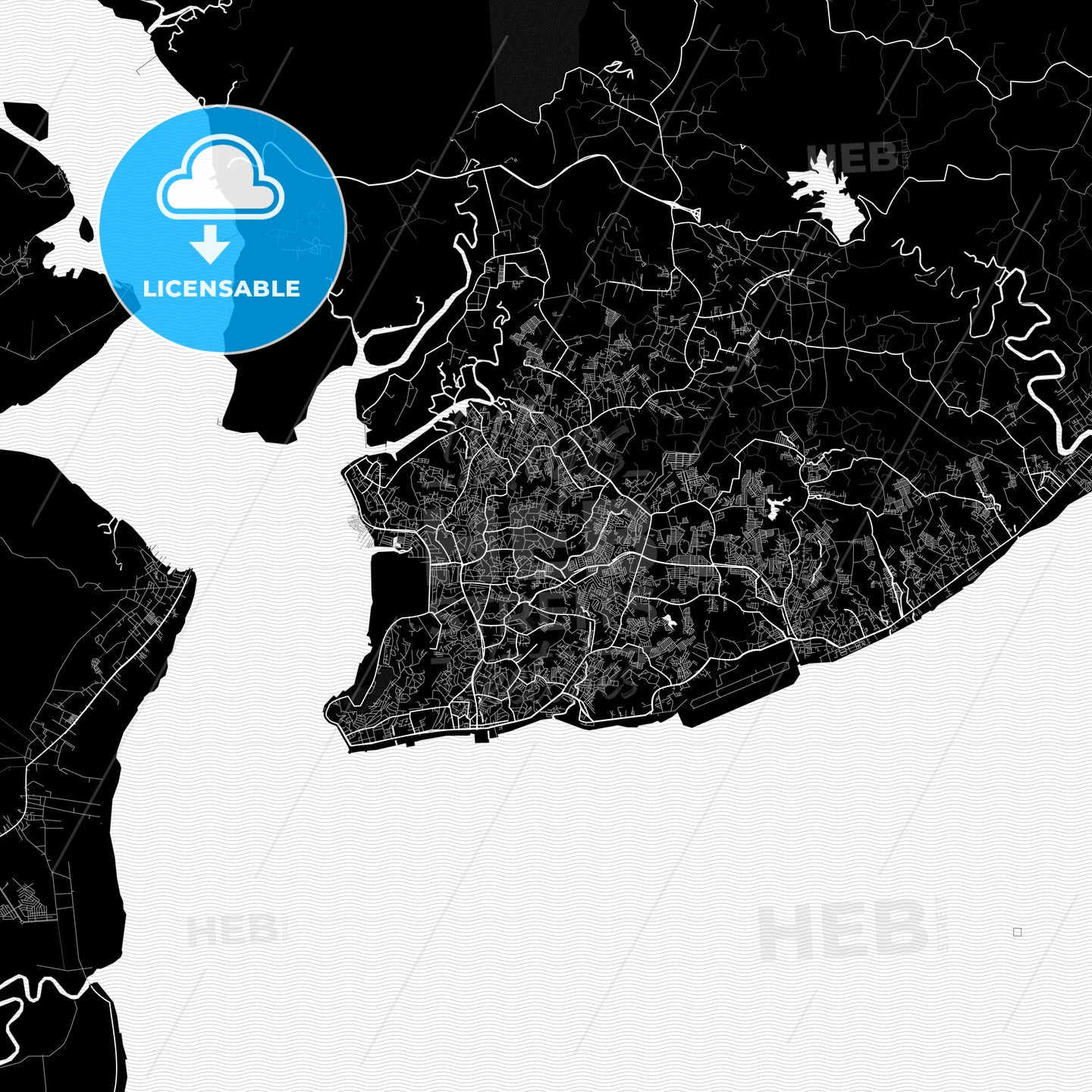 Balikpapan, Indonesia Pdf Vector Map Black And White – HEBSTREITS