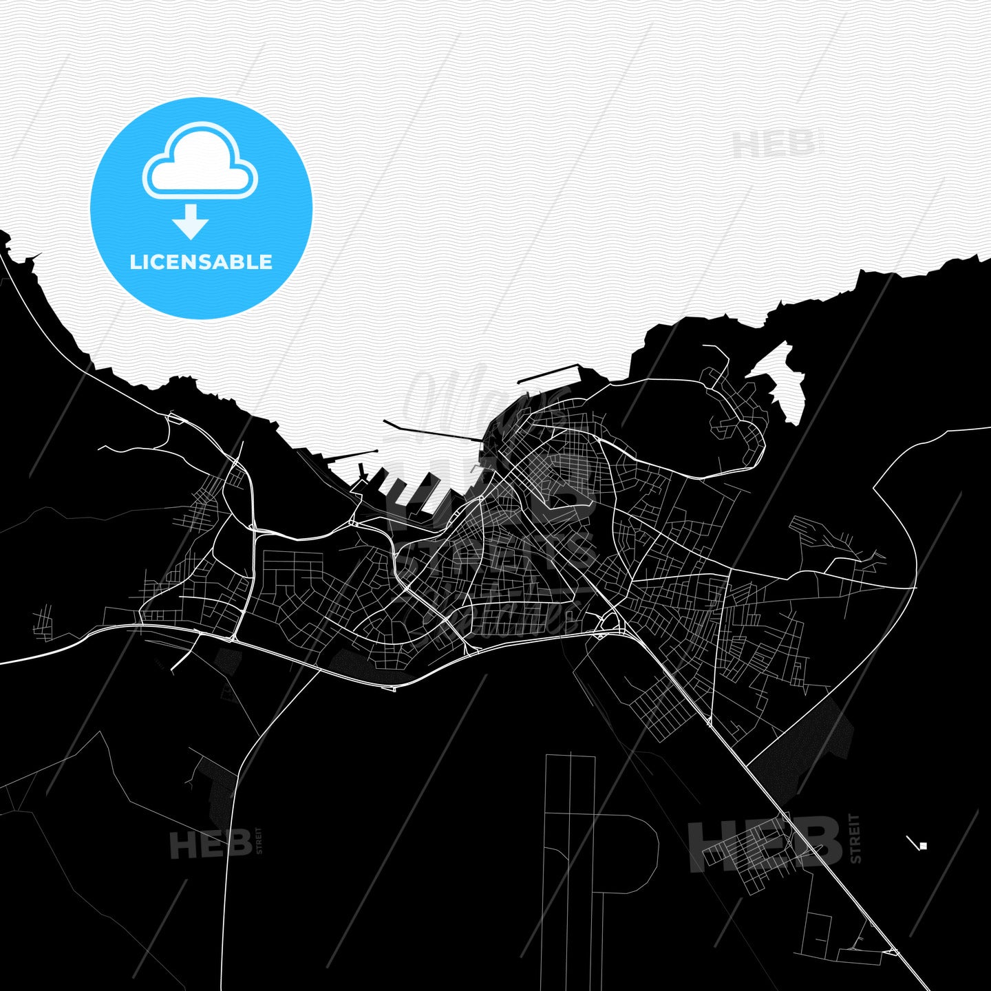 Bandırma, Turkey Pdf Vector Map Black And White – HEBSTREITS