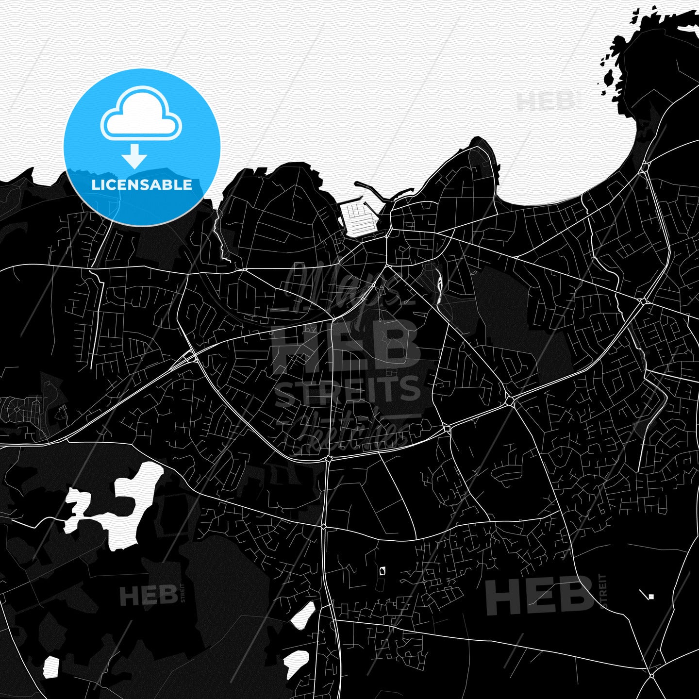 Bangor, Northern Ireland Pdf Vector Map Black And White – HEBSTREITS