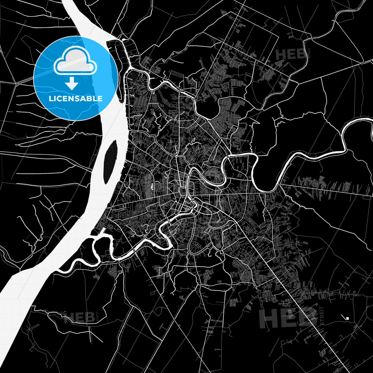 Banjarmasin, Indonesia Pdf Vector Map Black And White – HEBSTREITS