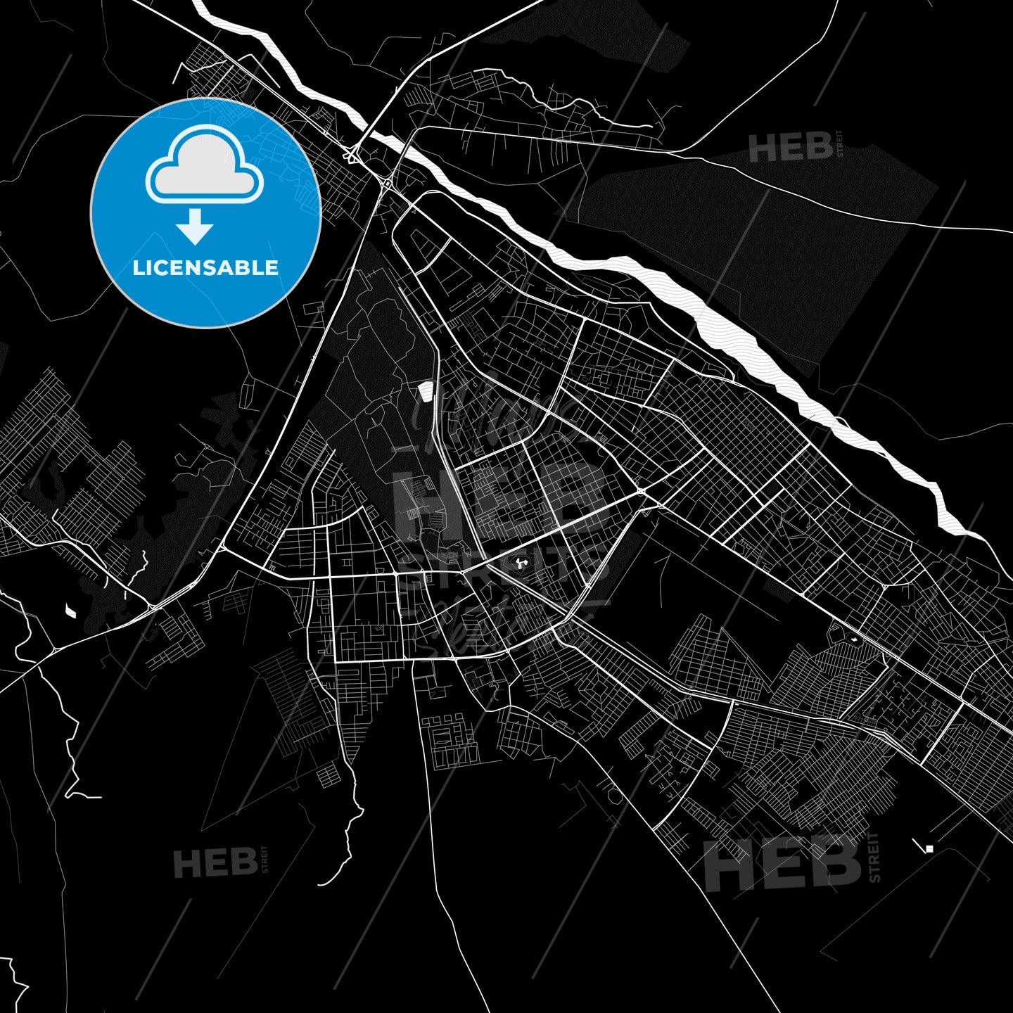 Barinas, Venezuela PDF vector map black and white - HEBSTREITS