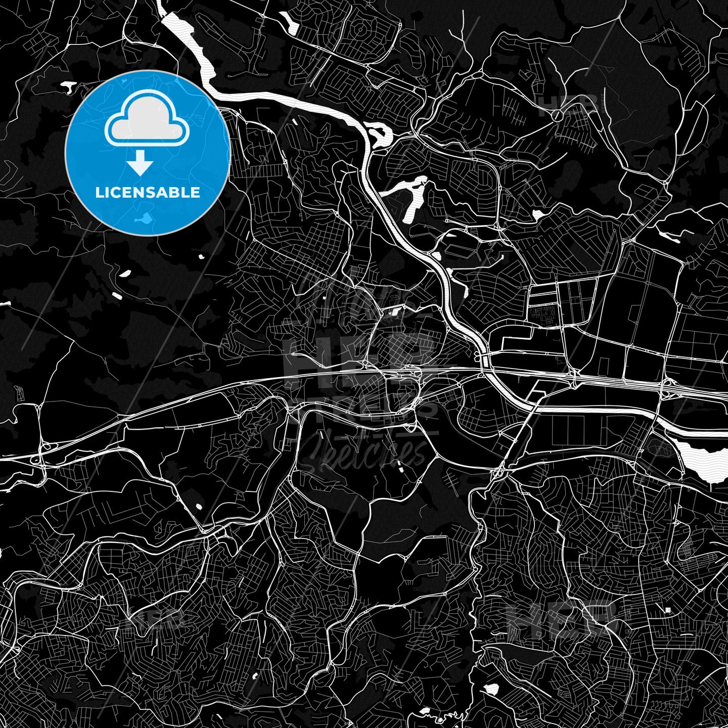 Barueri, Brazil Pdf Vector Map Black And White – HEBSTREITS