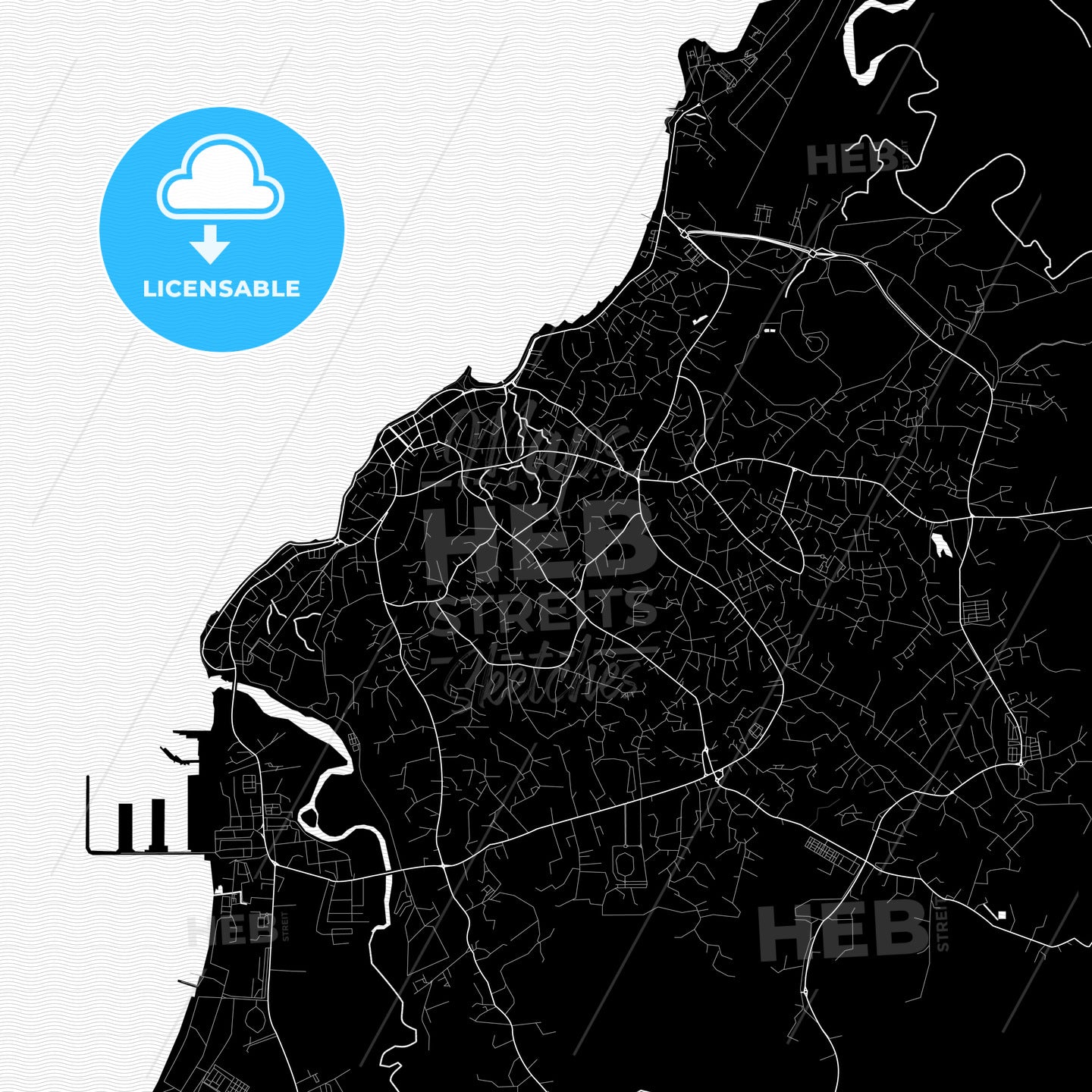 Bata, Equatorial Guinea Pdf Vector Map Black And White – HEBSTREITS