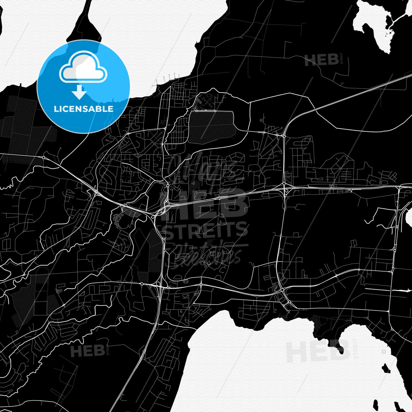 Batumi, Georgia Pdf Vector Map Black And White – HEBSTREITS