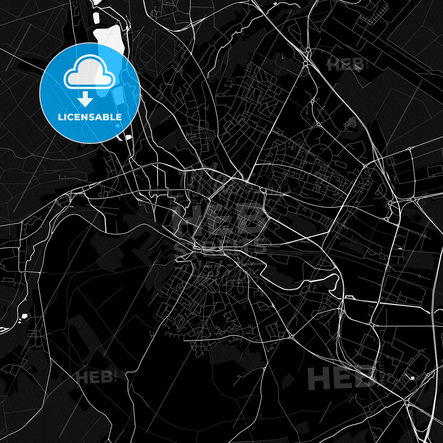 Beauvais, France Pdf Vector Map Black And White – HEBSTREITS