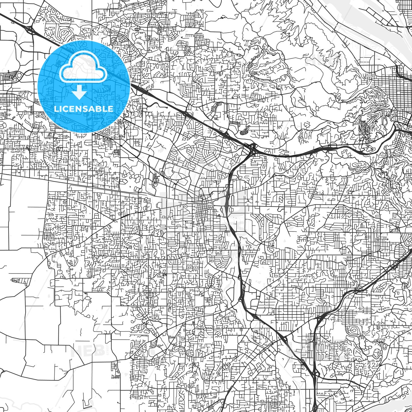 Beaverton, Oregon - Area Map - Light – HEBSTREITS