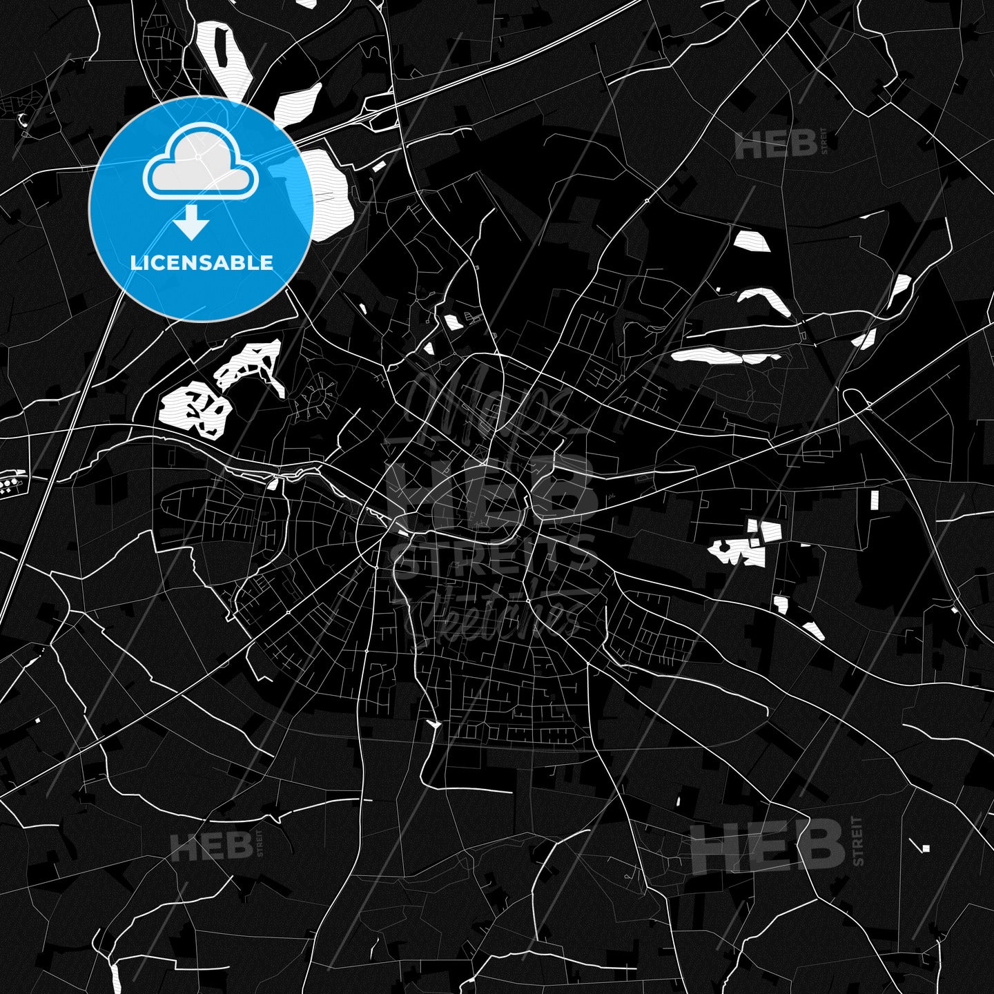 Beckum, Germany Pdf Vector Map Black And White – HEBSTREITS