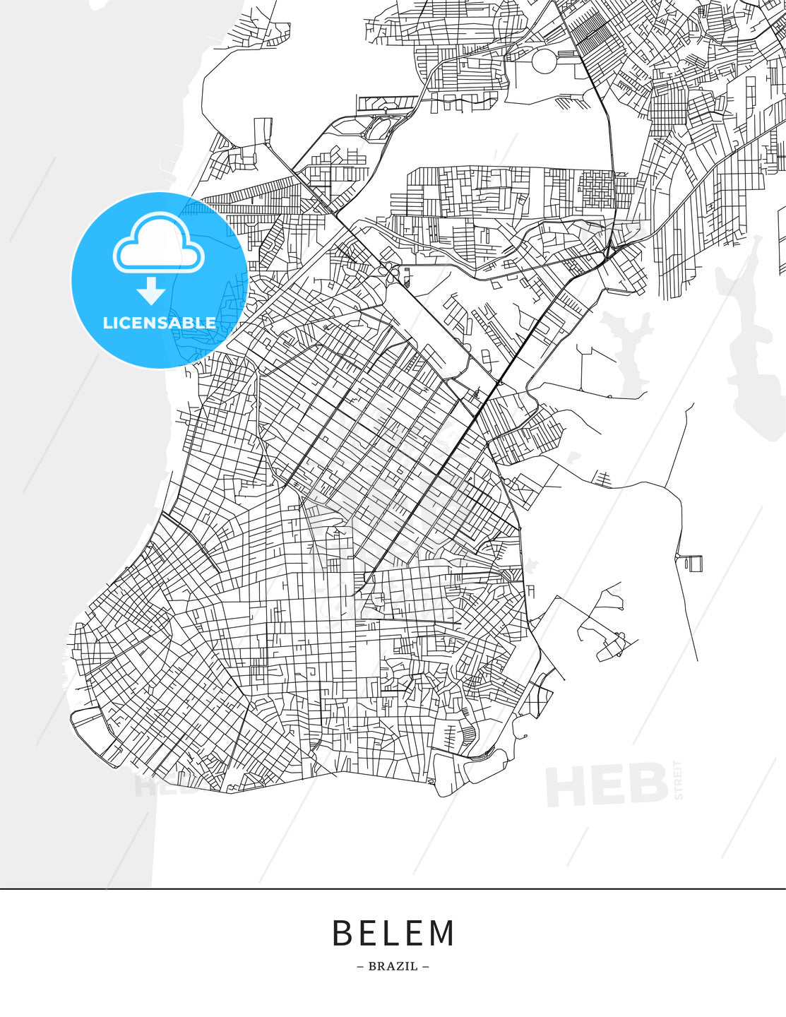 Belem, Brazil, Map Poster Borderless Print Template – HEBSTREITS