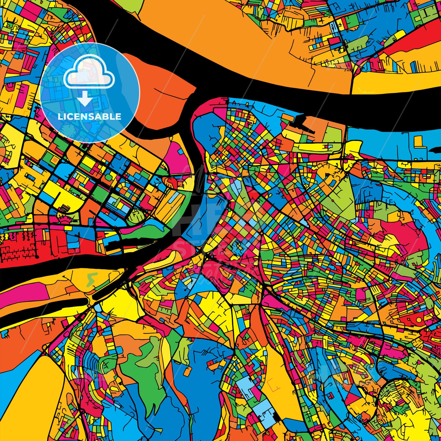 Belgrade Serbia Colorful Map – HEBSTREITS