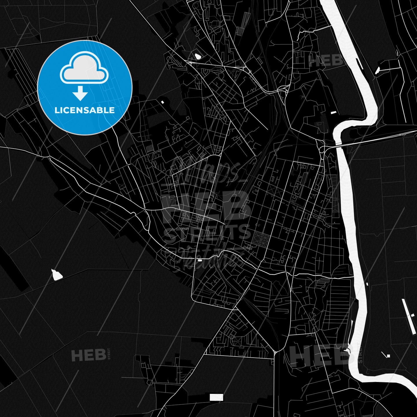 Bender (Tighina), Moldova Pdf Vector Map Black And White – HEBSTREITS