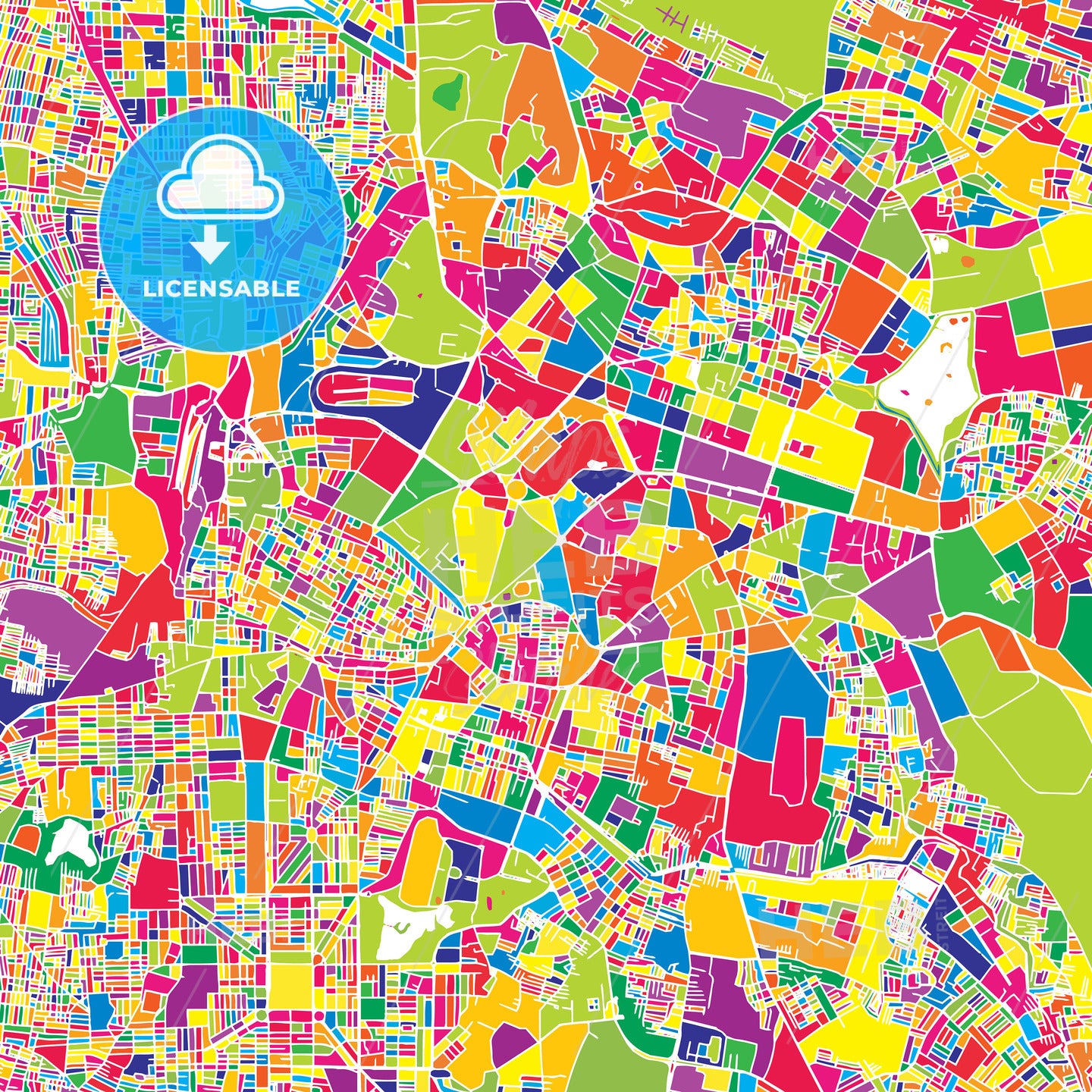 Bengaluru, India, Colorful Vector Map – HEBSTREITS