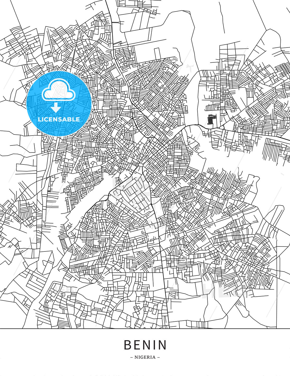 Benin, Nigeria, Map Poster Borderless Print Template – HEBSTREITS