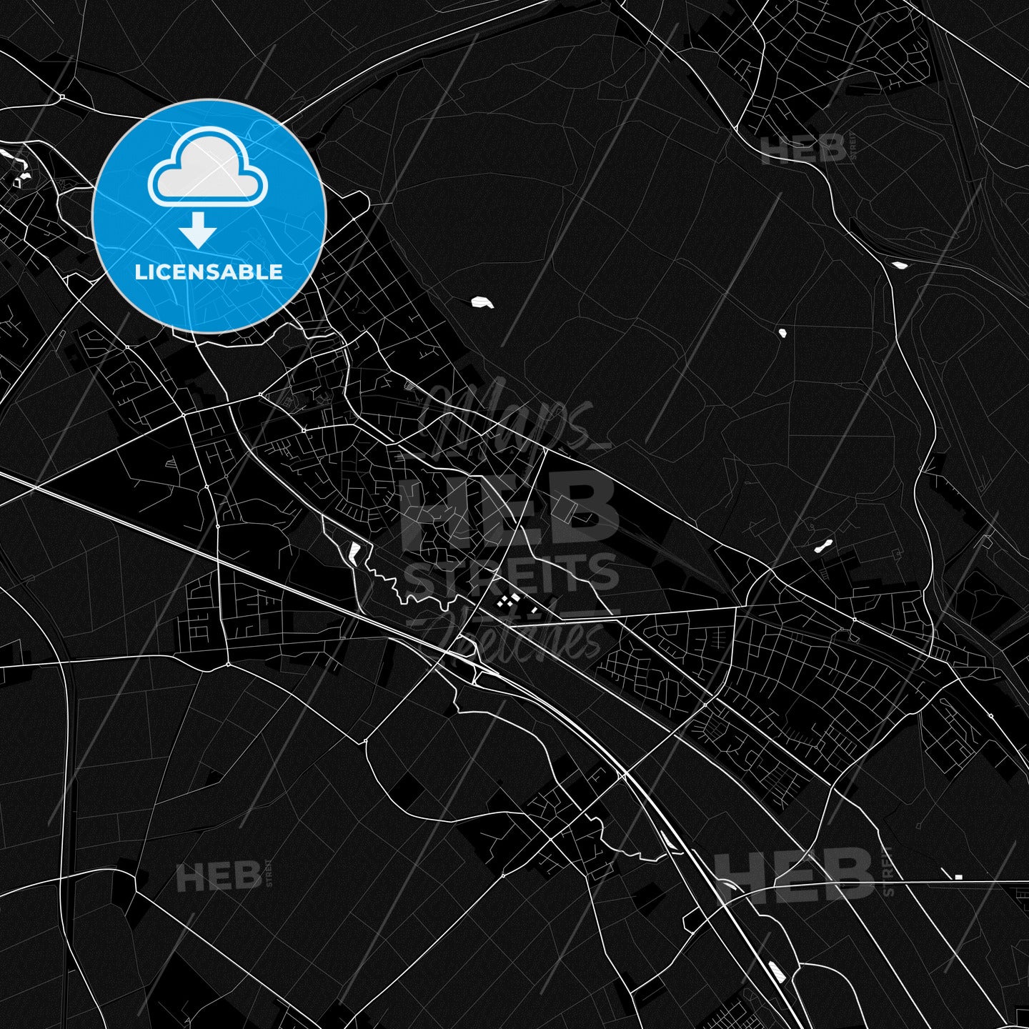 Bergheim, Germany Pdf Vector Map Black And White – HEBSTREITS