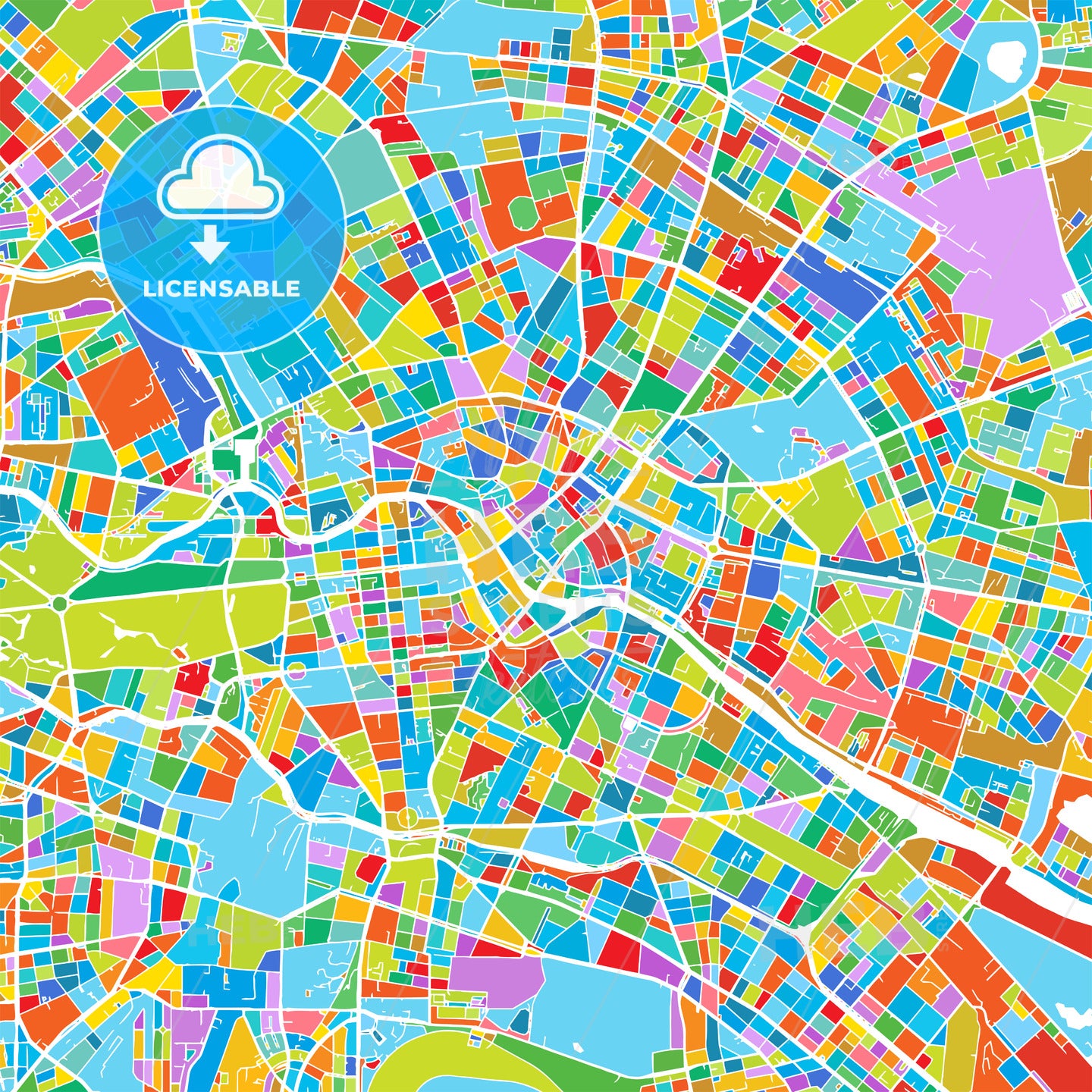Berlin Colorful Vector Map – HEBSTREITS