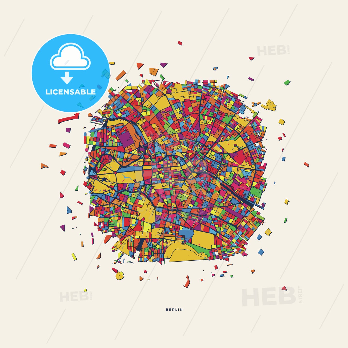 Berlin Germany Colorful Confetti Map – HEBSTREITS