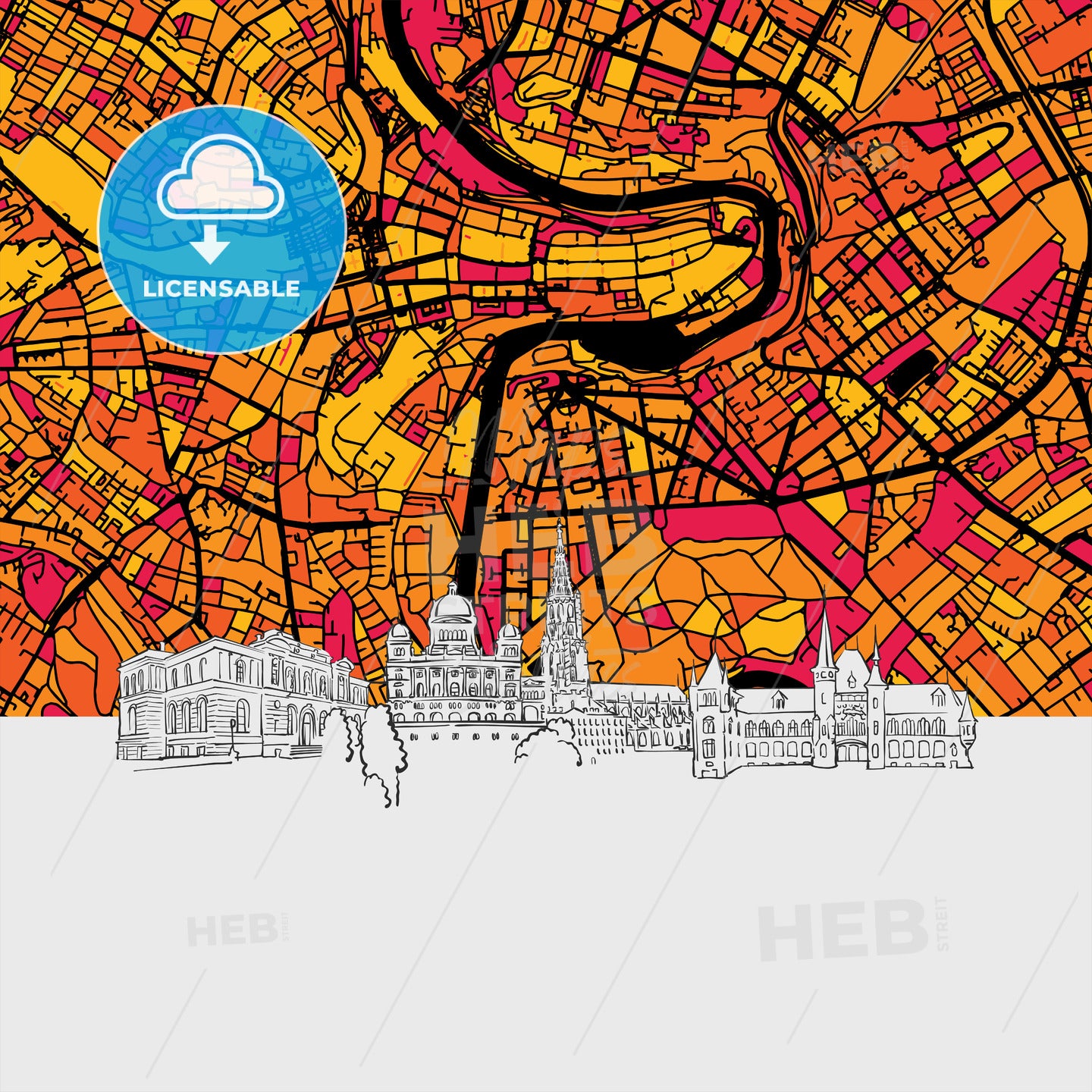 Bern Skyline Map – HEBSTREITS